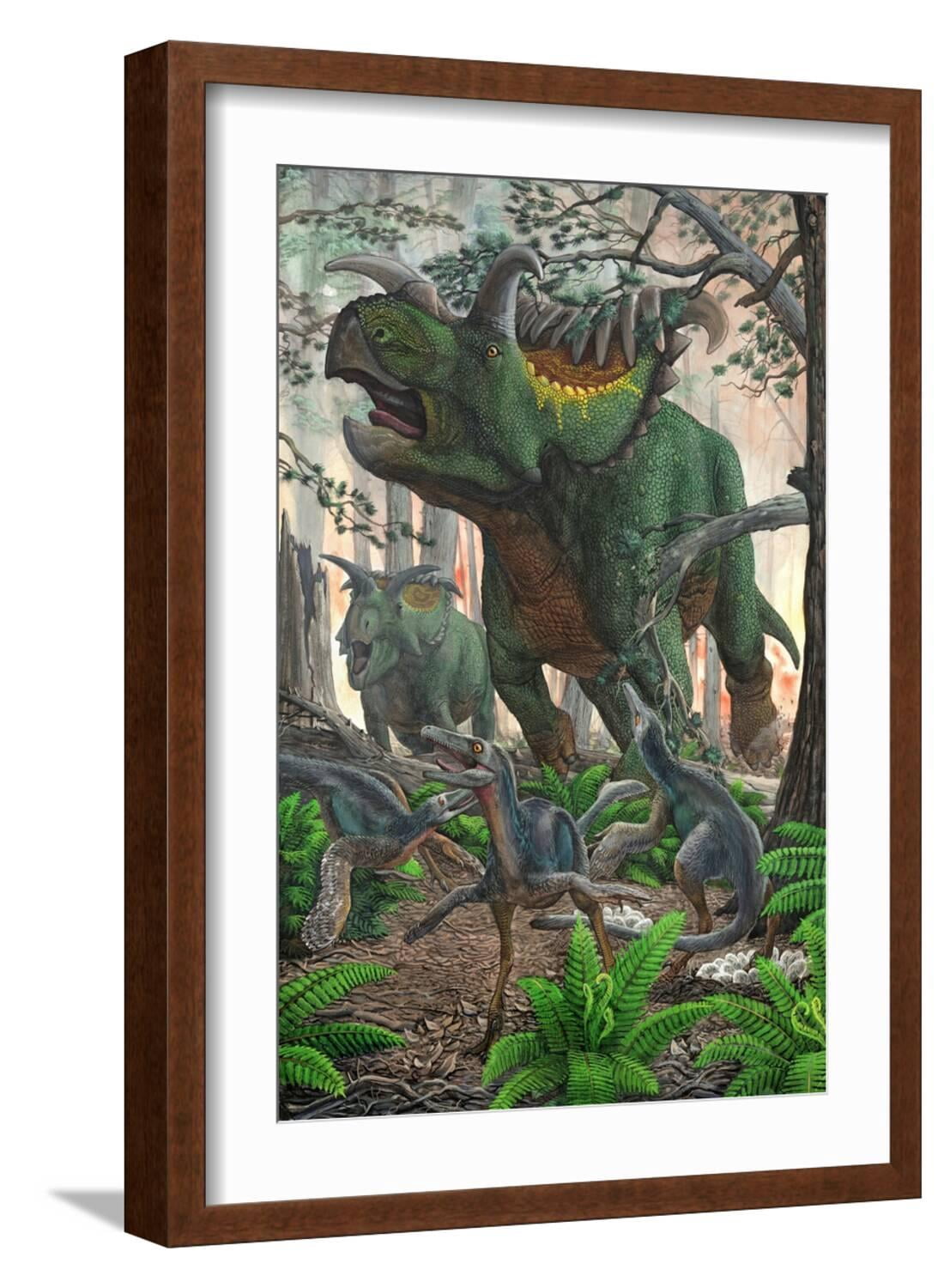 Art.com Kosmoceratops Tramples over Nesting Talos Dinosaurs While ...