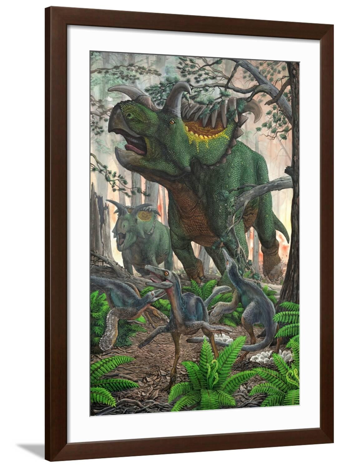 Art.com Kosmoceratops Tramples over Nesting Talos Dinosaurs While ...