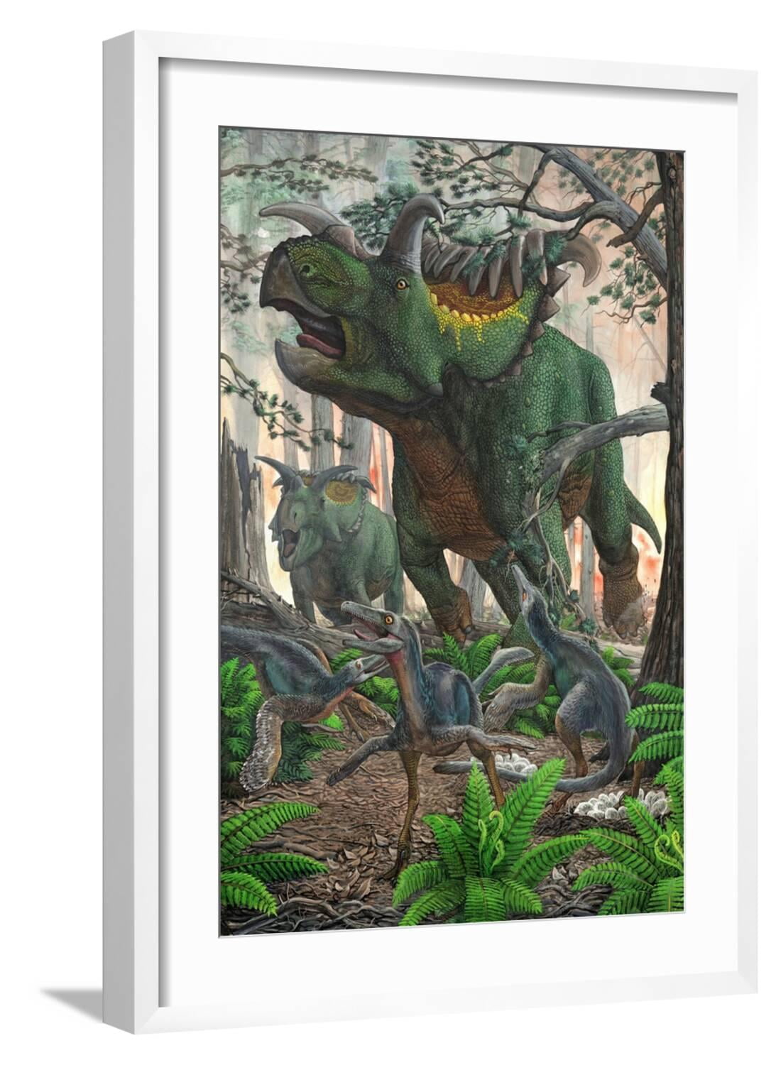 Art.com Kosmoceratops Tramples over Nesting Talos Dinosaurs While ...