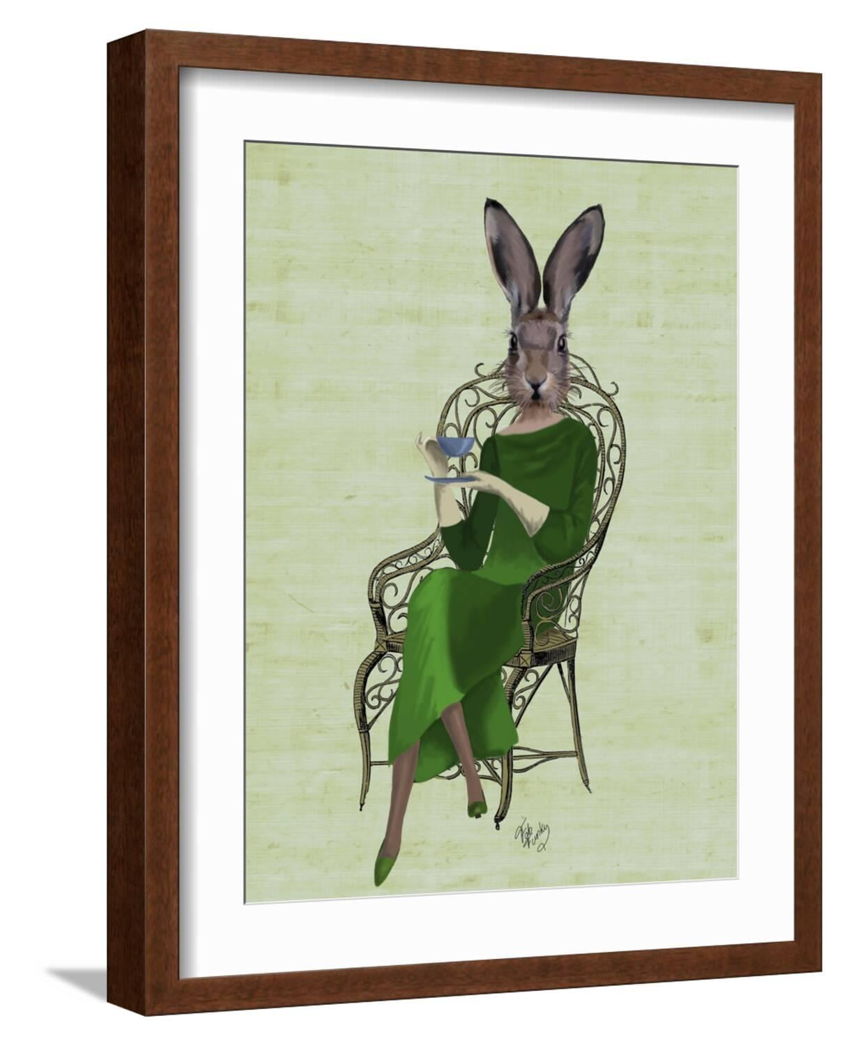 Art.com Lady Bella Rabbit Taking Tea Art Print by Fab Funky, Brown ...