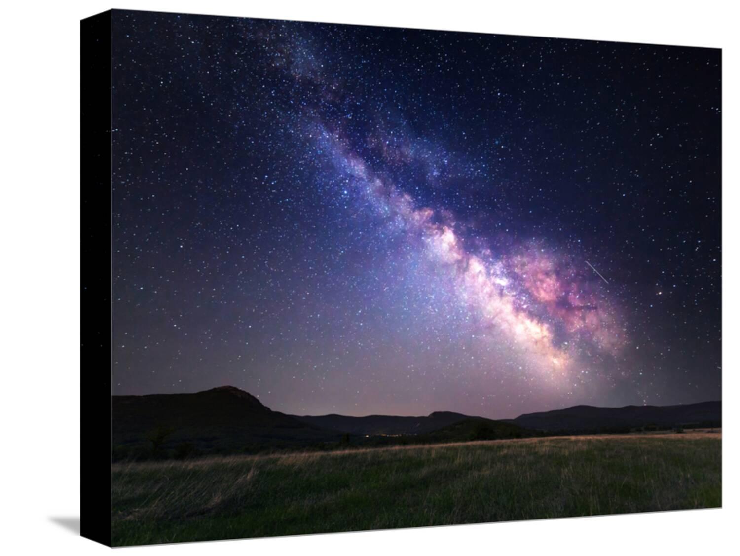 Art.com Landscape with Milky Way. Night Sky with Stars at Mountains ...