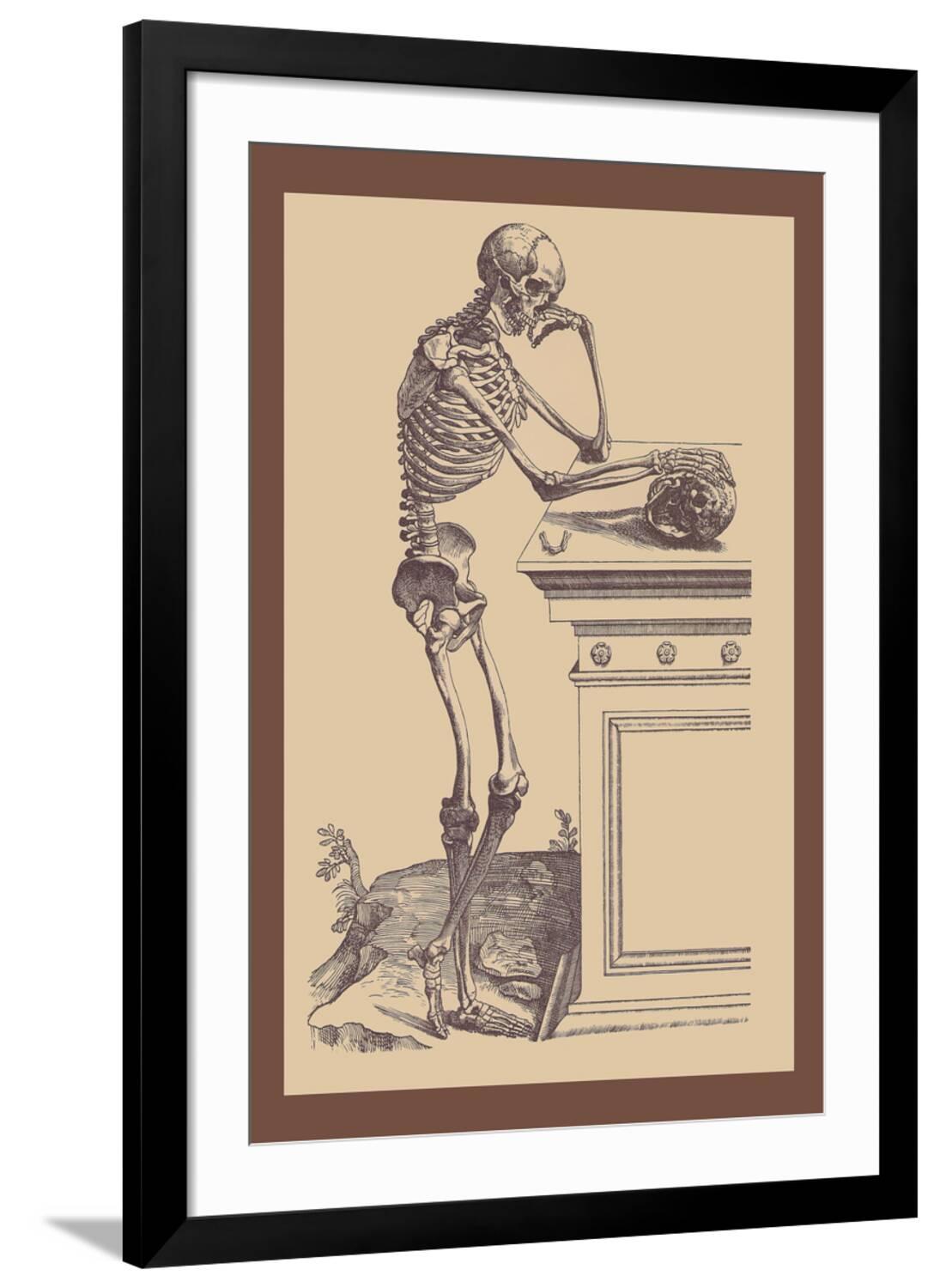Art.com Leaning Skeleton Art Print by Andreas Vesalius, Black Frame ...