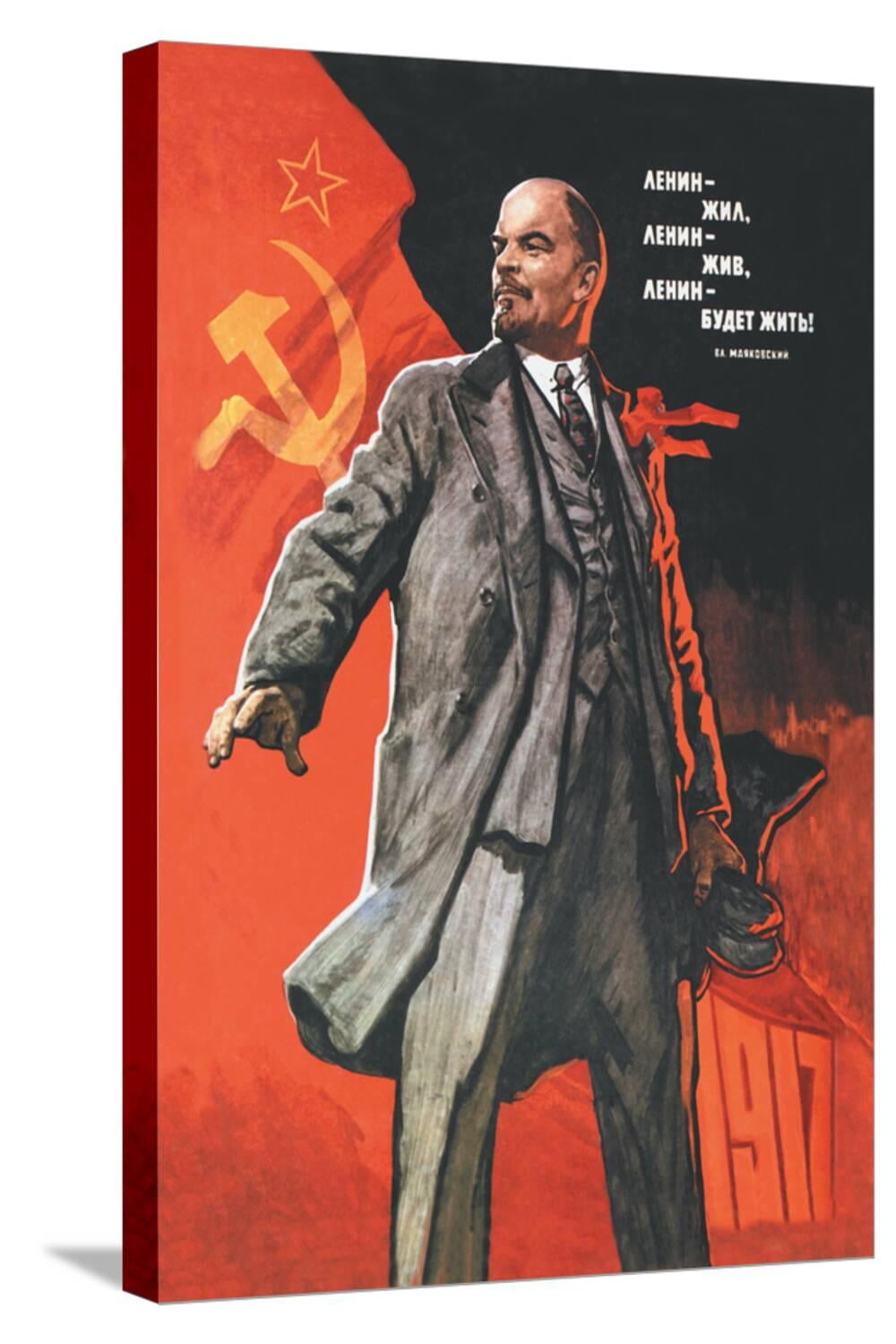 Art.com Lenin Lived, Lenin is Alive, Lenin Will Live Stretched Canvas ...