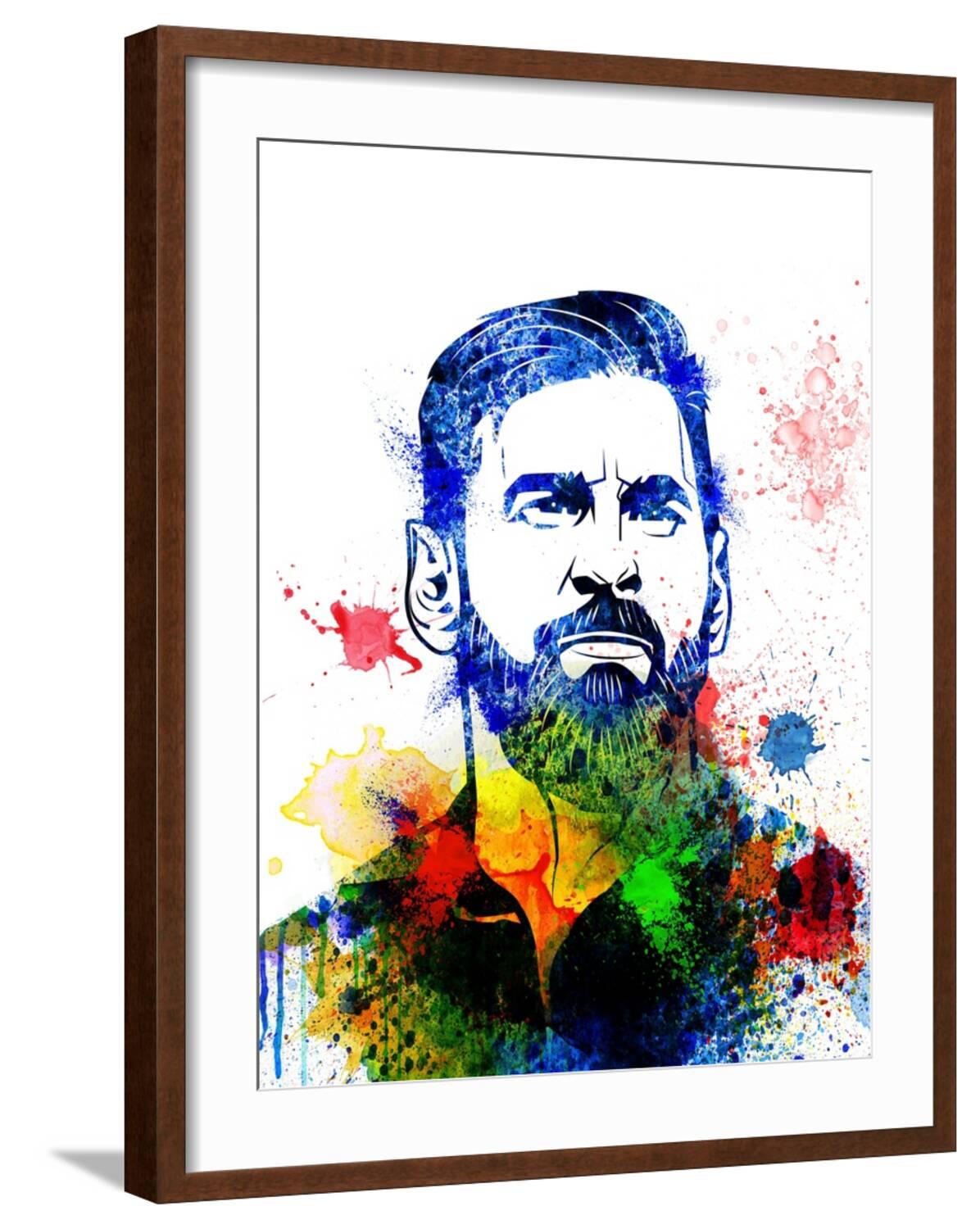 Art.com Lionel Messi Art Print by Jack Hunter, Brown Frame Wall Art, 23 ...