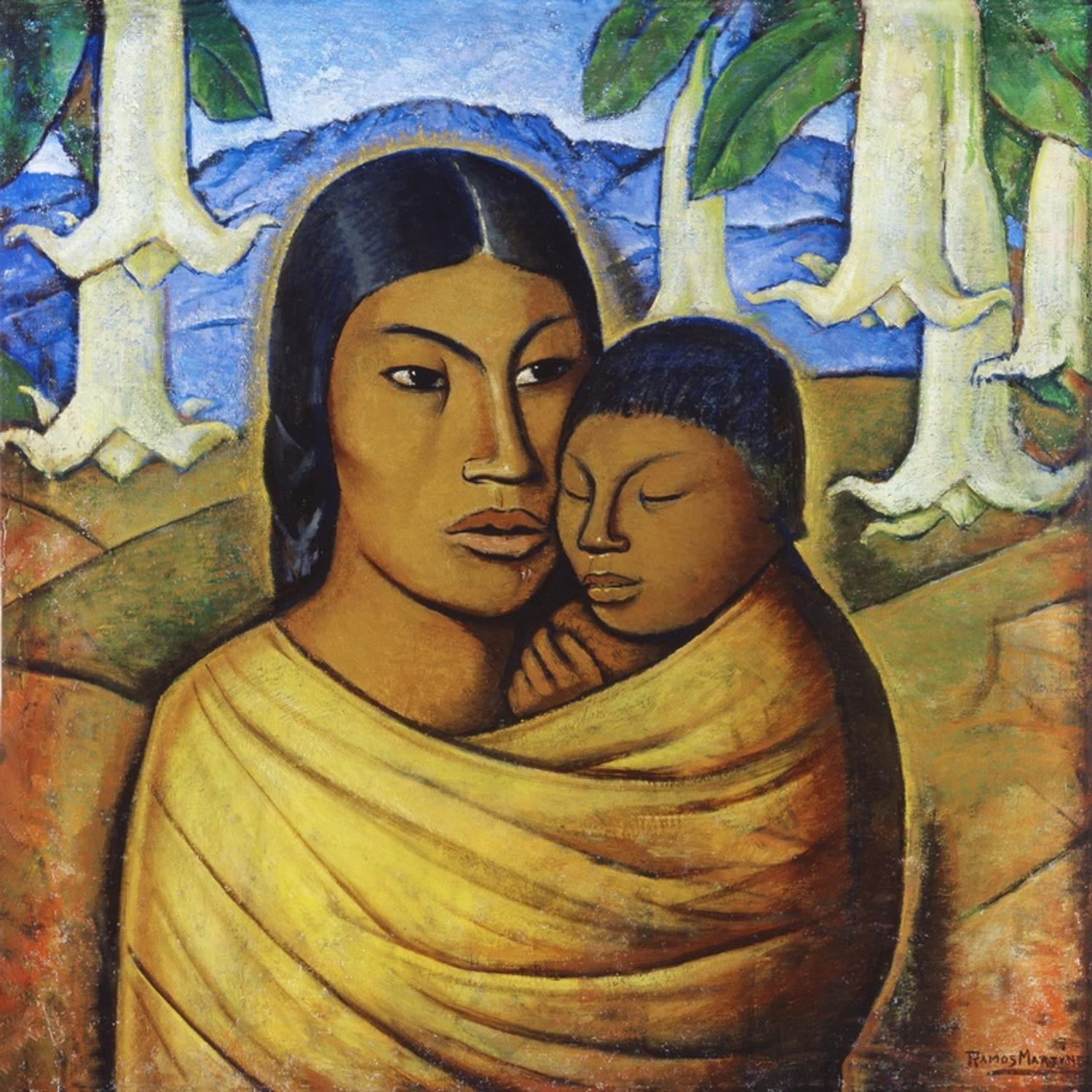 Art.com Madre Con Ibida Art Print by Alfredo Ramos Martinez, 30" x 30 ...