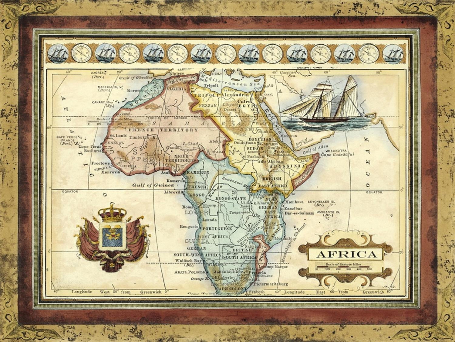 Art.com Map of Africa Art Print by Vision Studio, 32" x 24" - Walmart.com