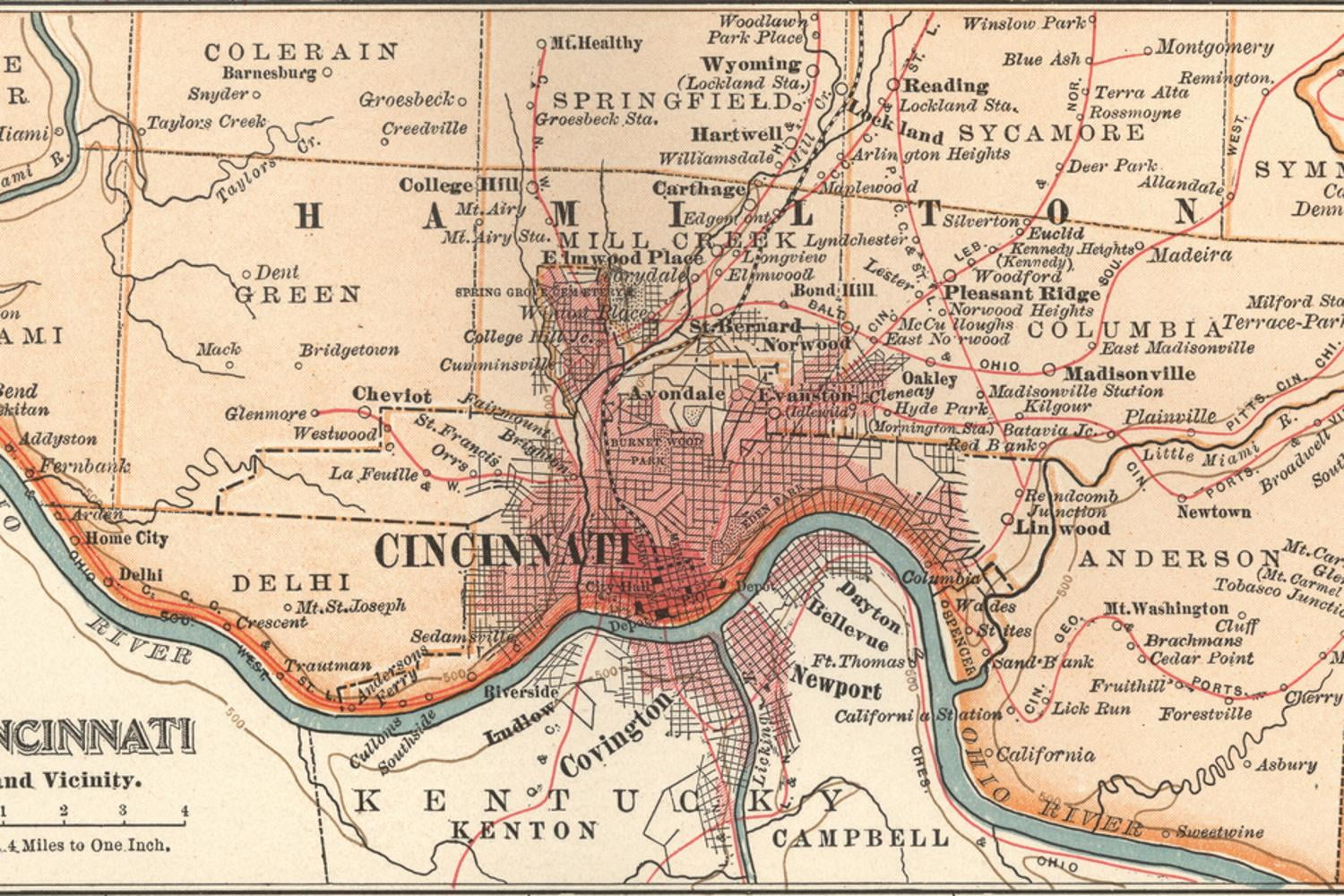 Art.com Map of Cincinnati, Ohio (C. 1900), Maps Art Print by ...