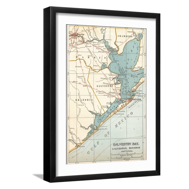 Art.com Map of Galveston Bay, Houston and Vicinity (C. 1900) Art Print ...