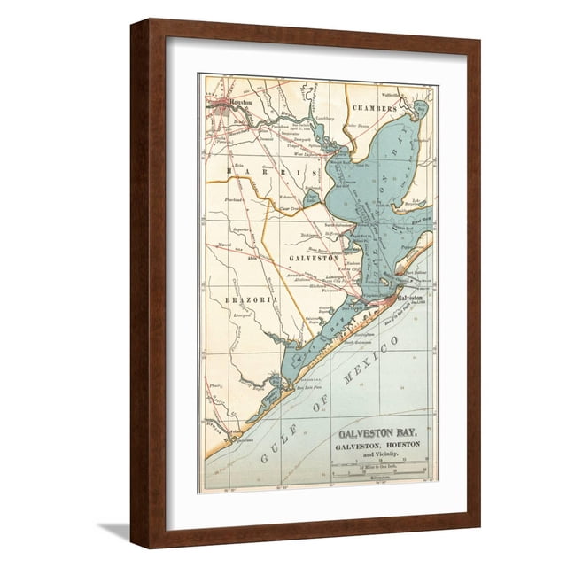 Art.com Map of Galveston Bay, Houston and Vicinity (C. 1900) Art Print ...