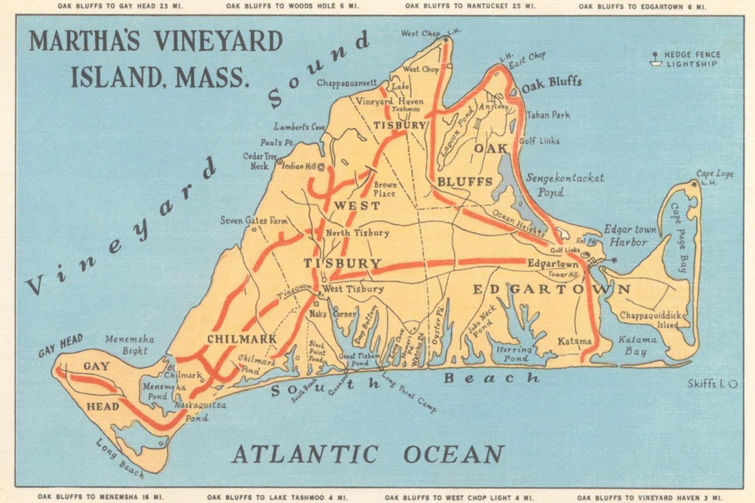 Art.com Map of Martha's Vineyard Art Print, 24" x 16" - Walmart.com