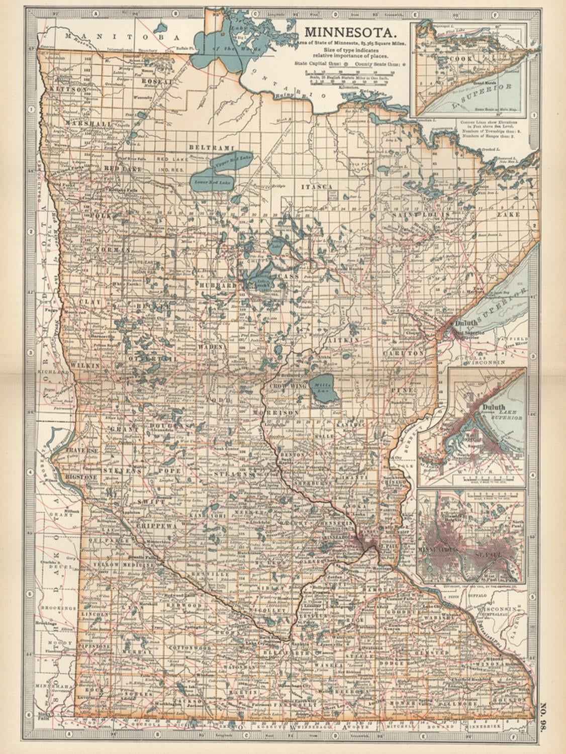 Art.com Map of Minnesota Art Print by Encyclopaedia Britannica, 18" x ...
