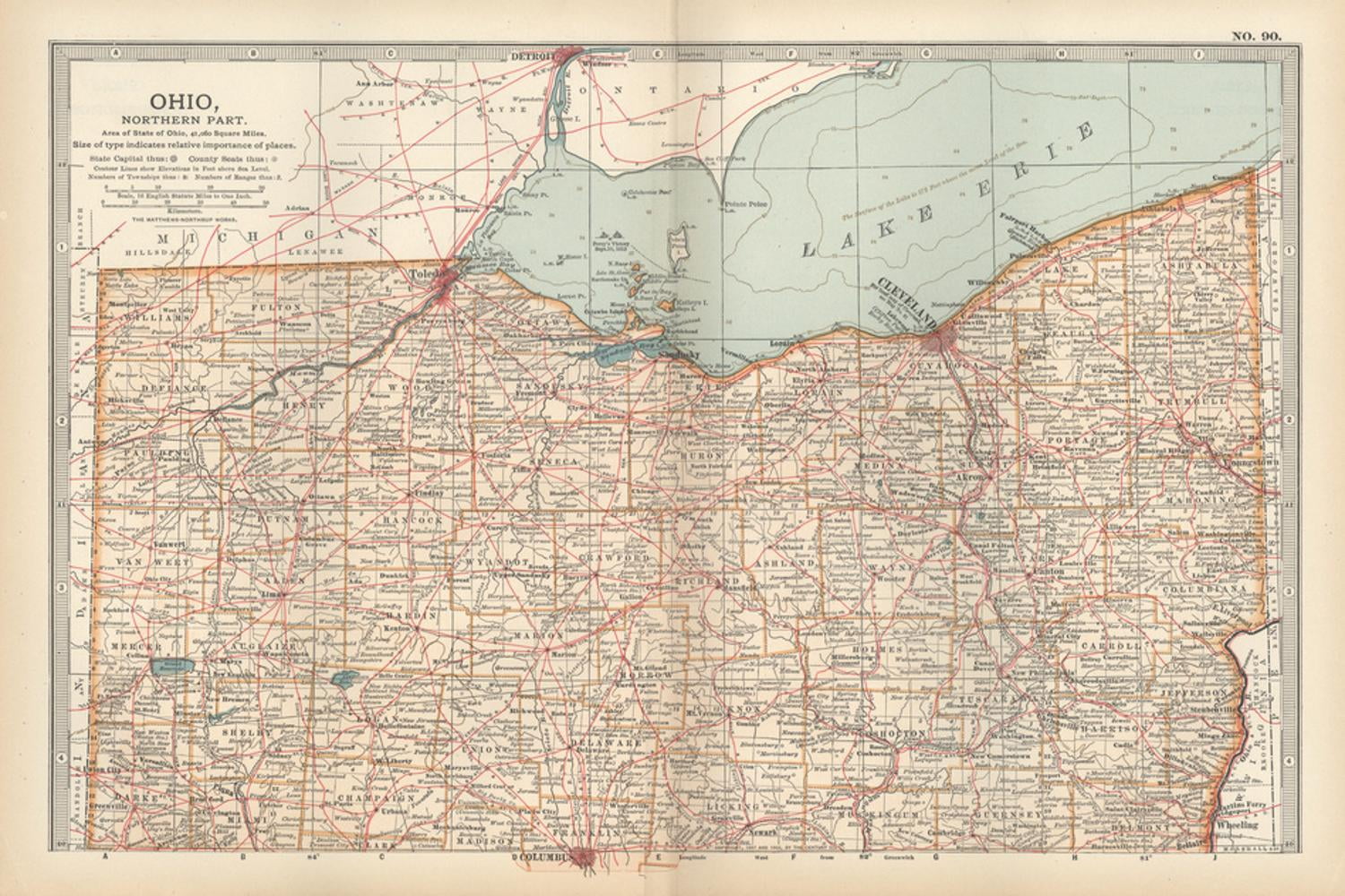 Art.com Map of Ohio, Northern Part. United States Art Print by ...