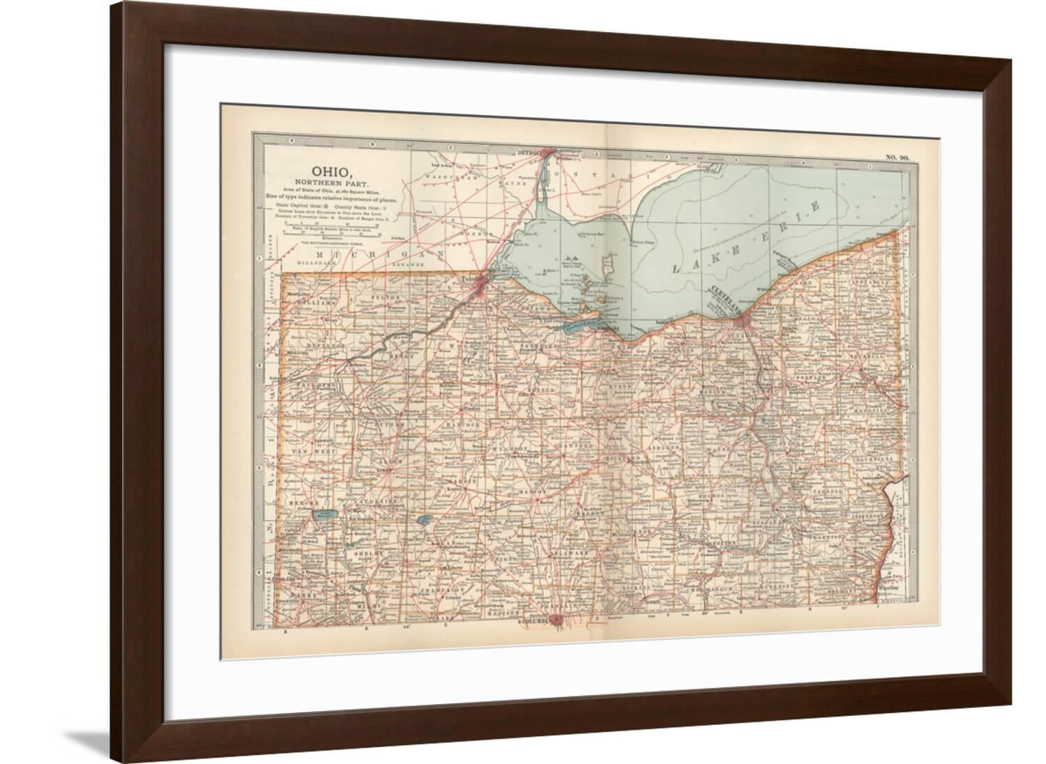 Art.com Map of Ohio, Northern Part. United States Art Print by ...