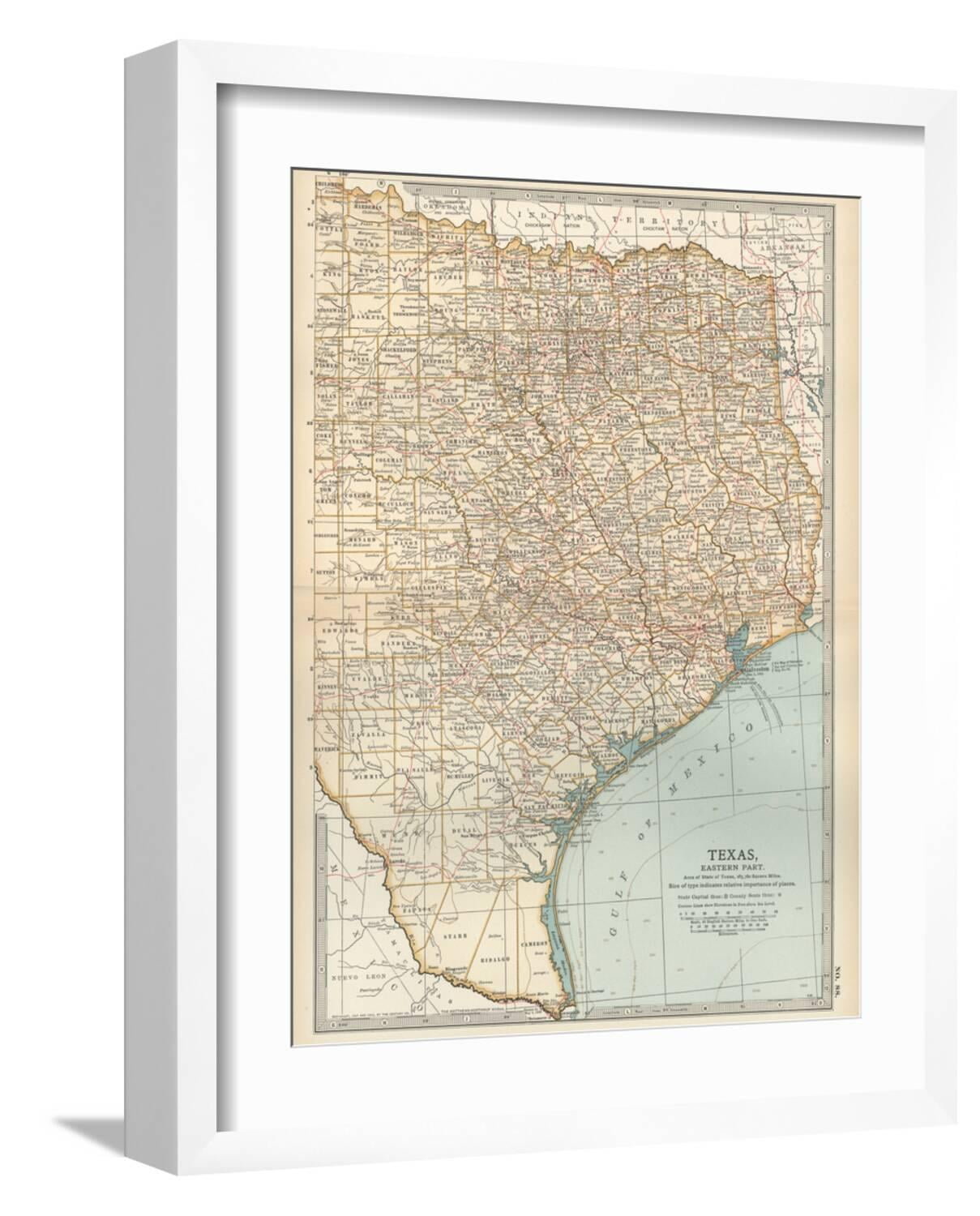 Art.com Map of Texas, Eastern Part. United States Art Print by ...