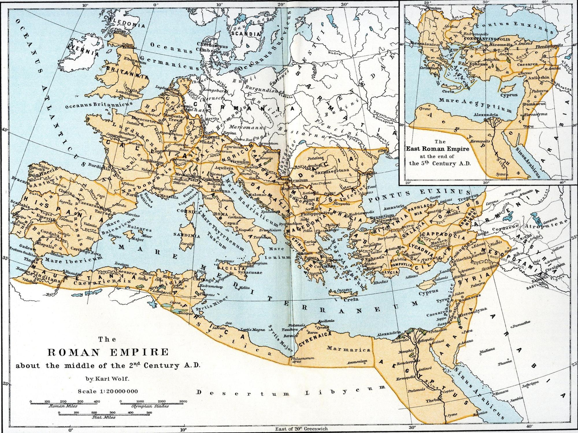 Art.com Map of the Roman Empire, 2nd Century Ad Giclee Print, 16" x 12 ...