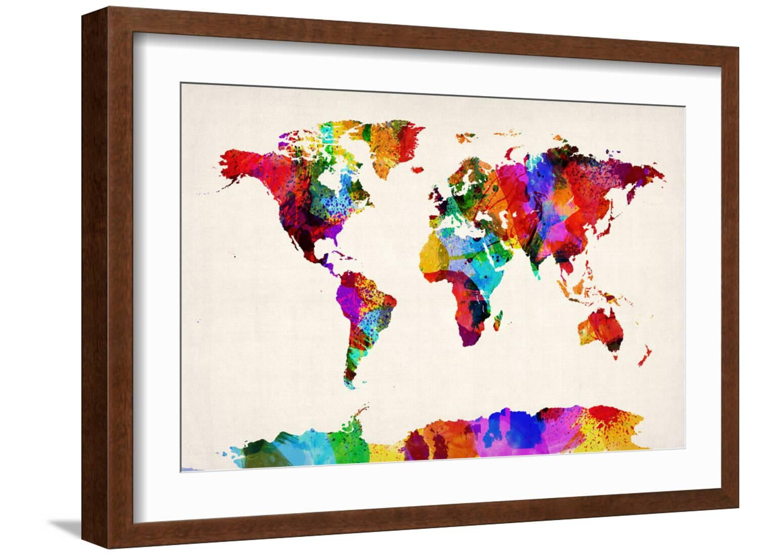 Art.com Map of the World Map Abstract Painting Art Print by Michael ...