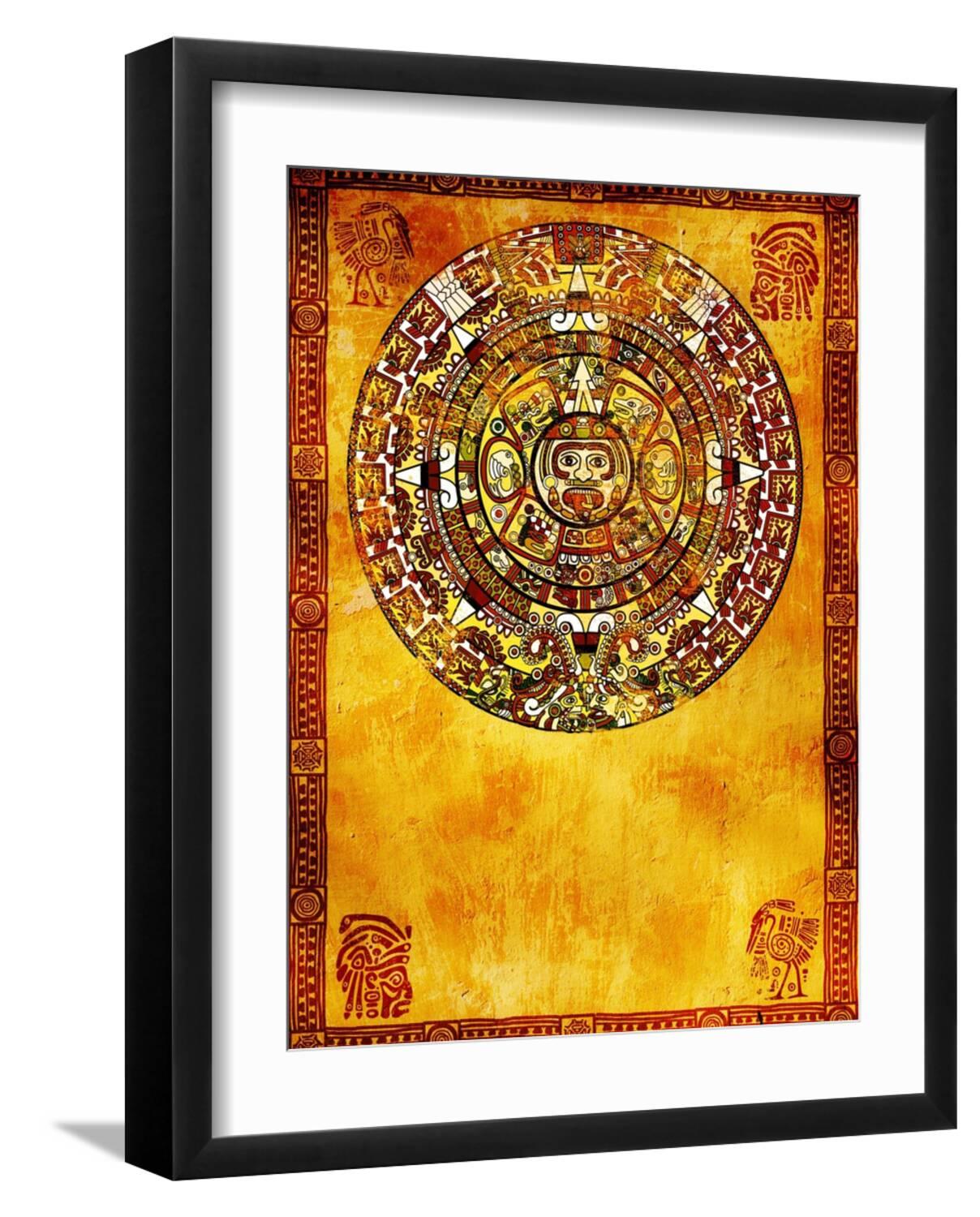 Art.com Maya Calendar On Ancient Wall Art Print by frenta, Black Frame ...