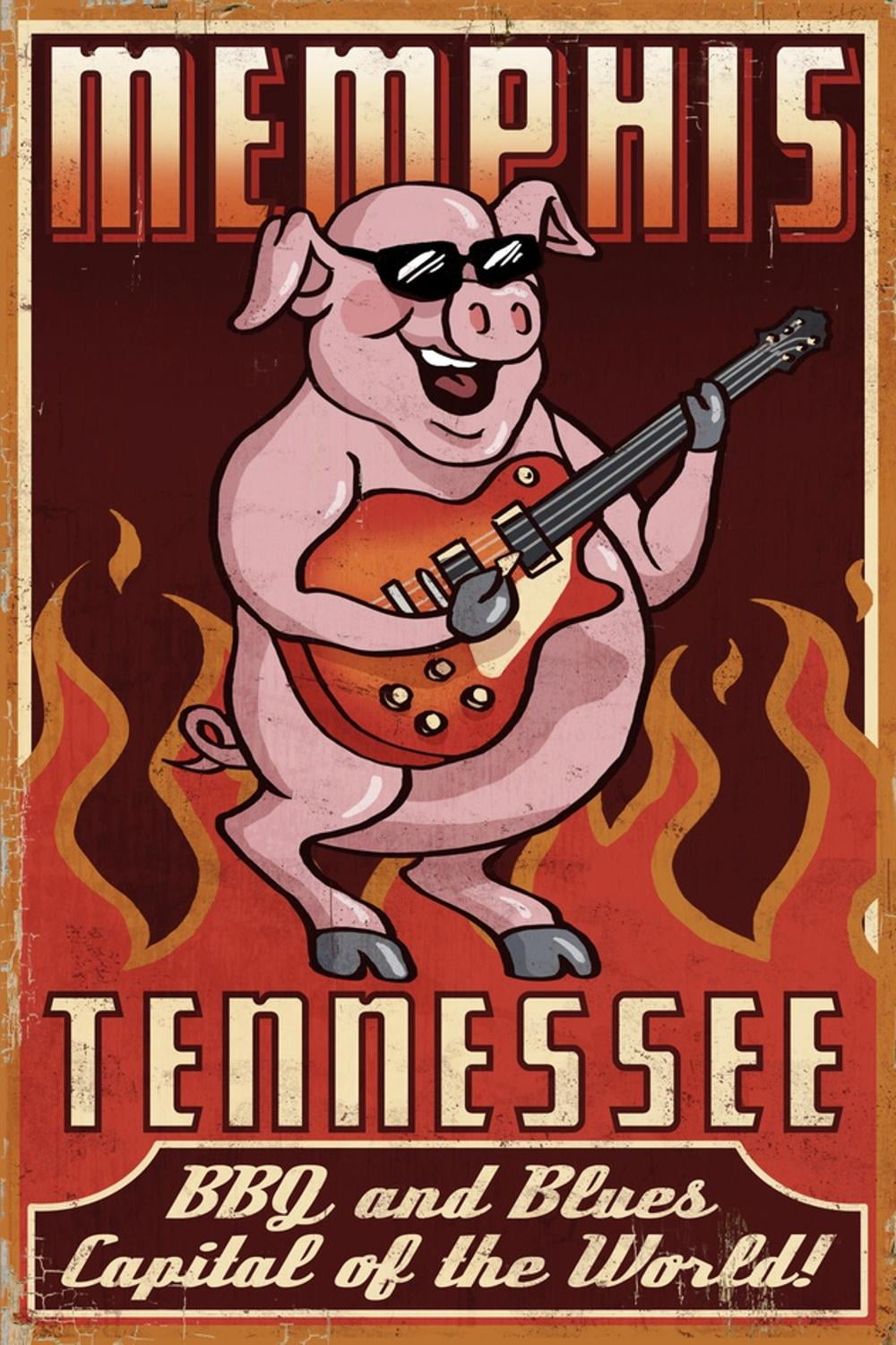 Art.com Memphis, Tennessee - Guitar Pig Art Print by Lantern Press, 12 ...