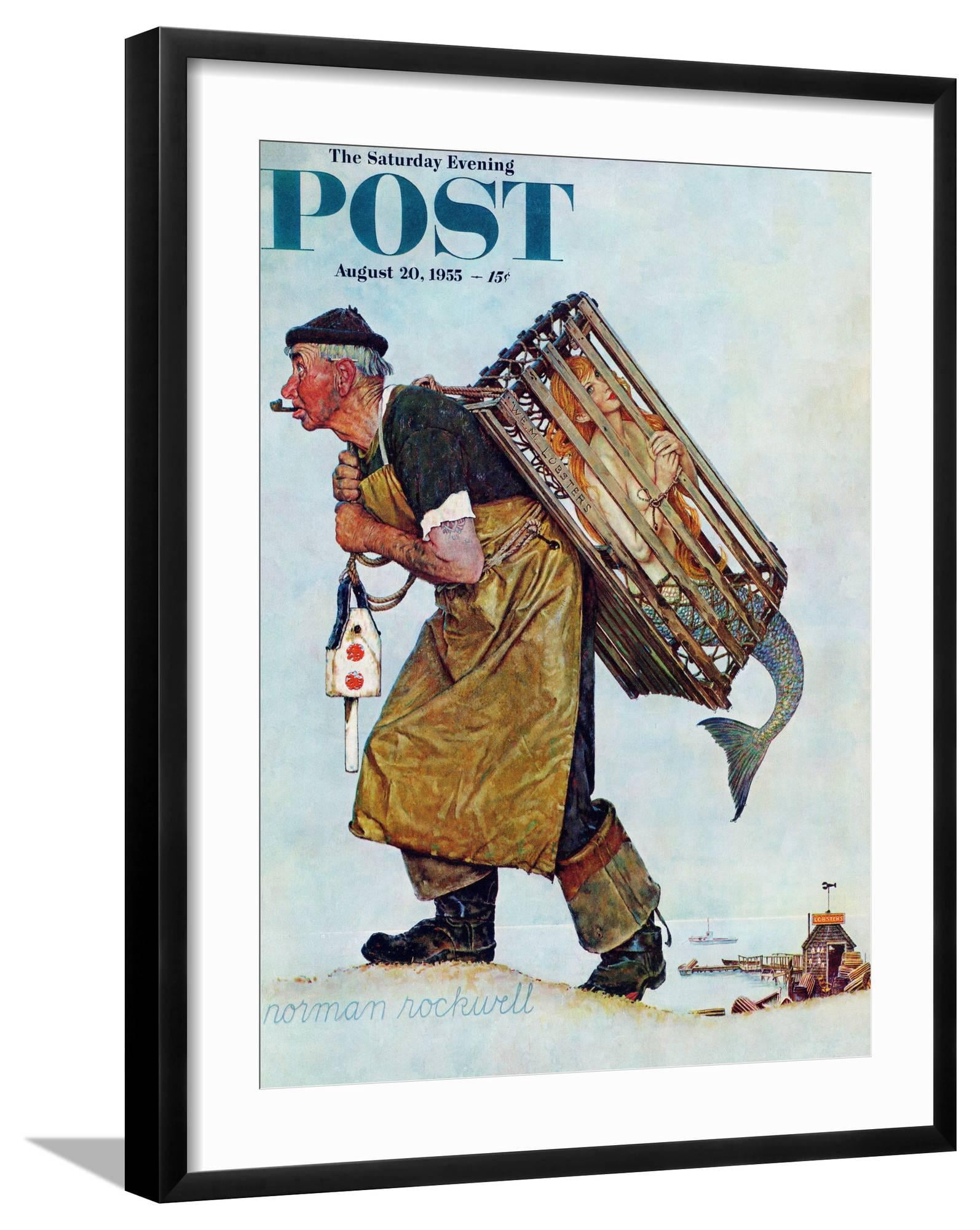Art.com Mermaid or Lobsterman Saturday Evening Post Cover, August 20 ...