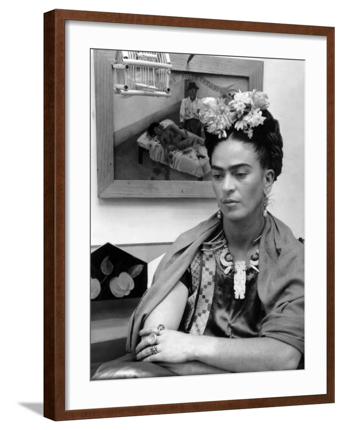 Art.com Mexican Painter Frida Kahlo (1907-1954) 1948 Photo, Brown Frame ...