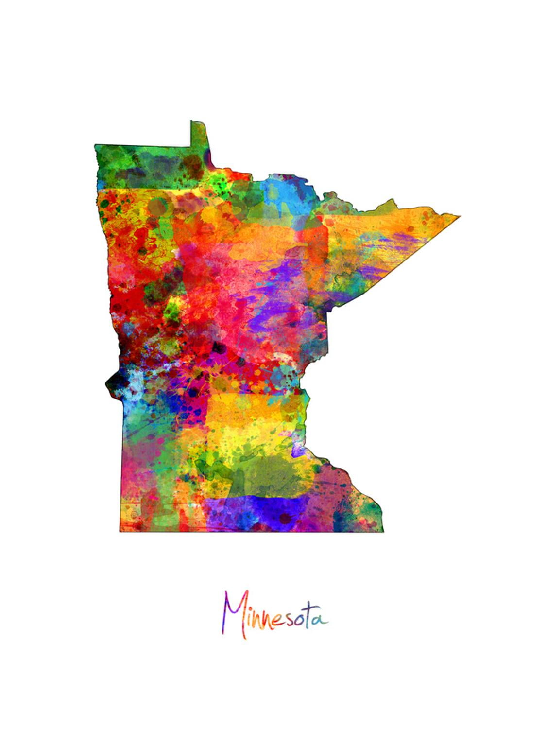 Art.com Minnesota Map Art Print by Michael Tompsett, 24" x 32 ...