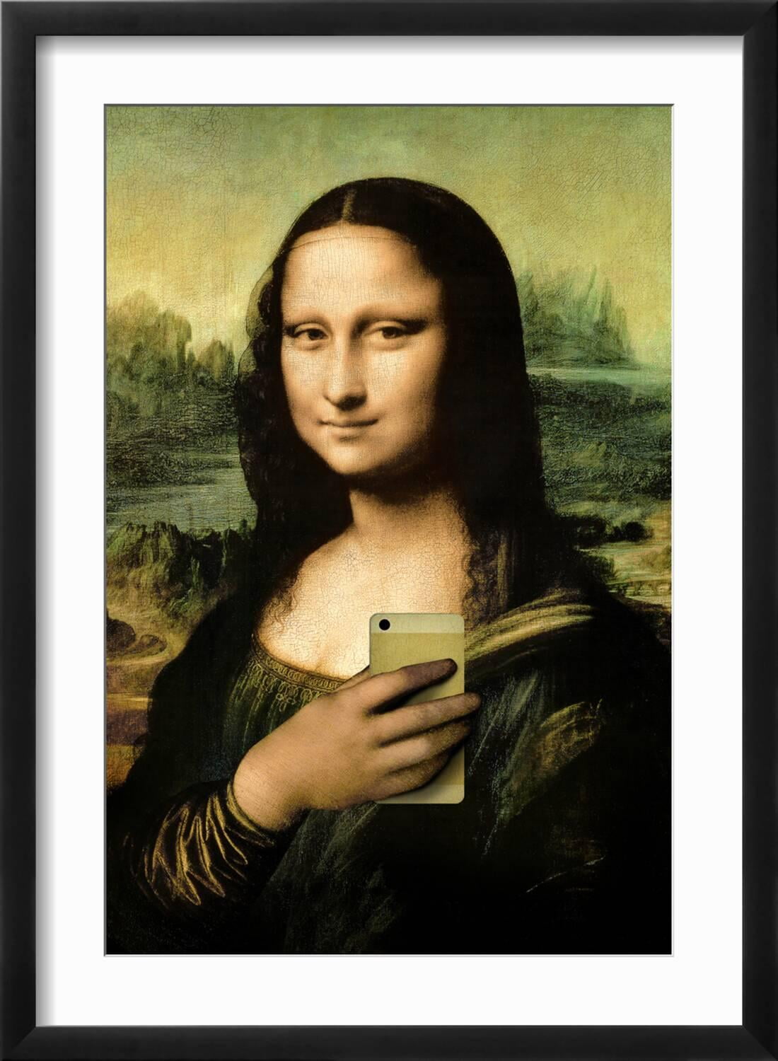 Art.com Mona Lisa Selfie Portrait Art Print, Black Frame Wall Art, 17 ...
