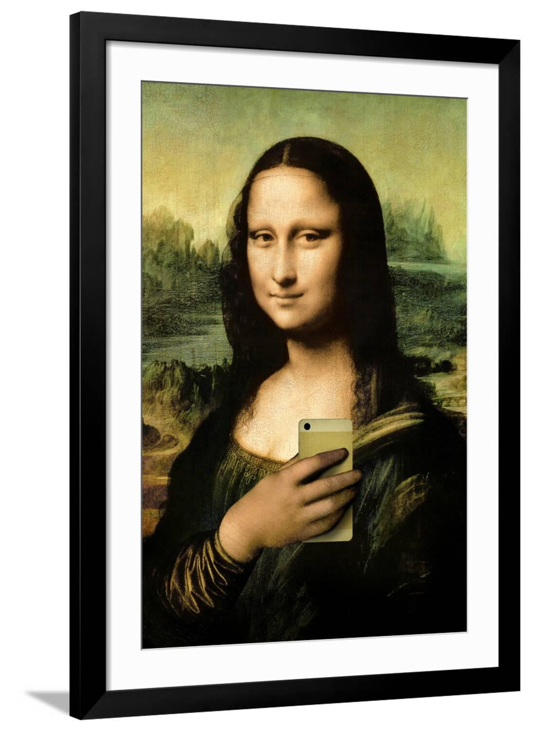 Art.com Mona Lisa Selfie Portrait Art Print, Black Frame Wall Art, 32 ...