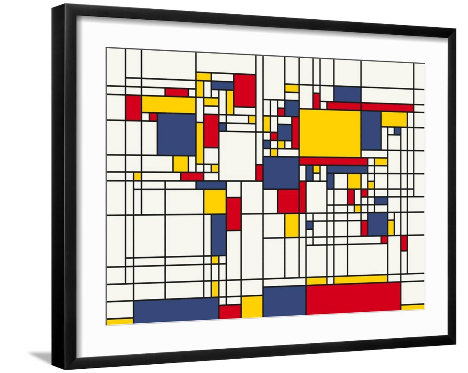 Art.com Mondrian Abstract World Map Art Print by Michael Tompsett ...