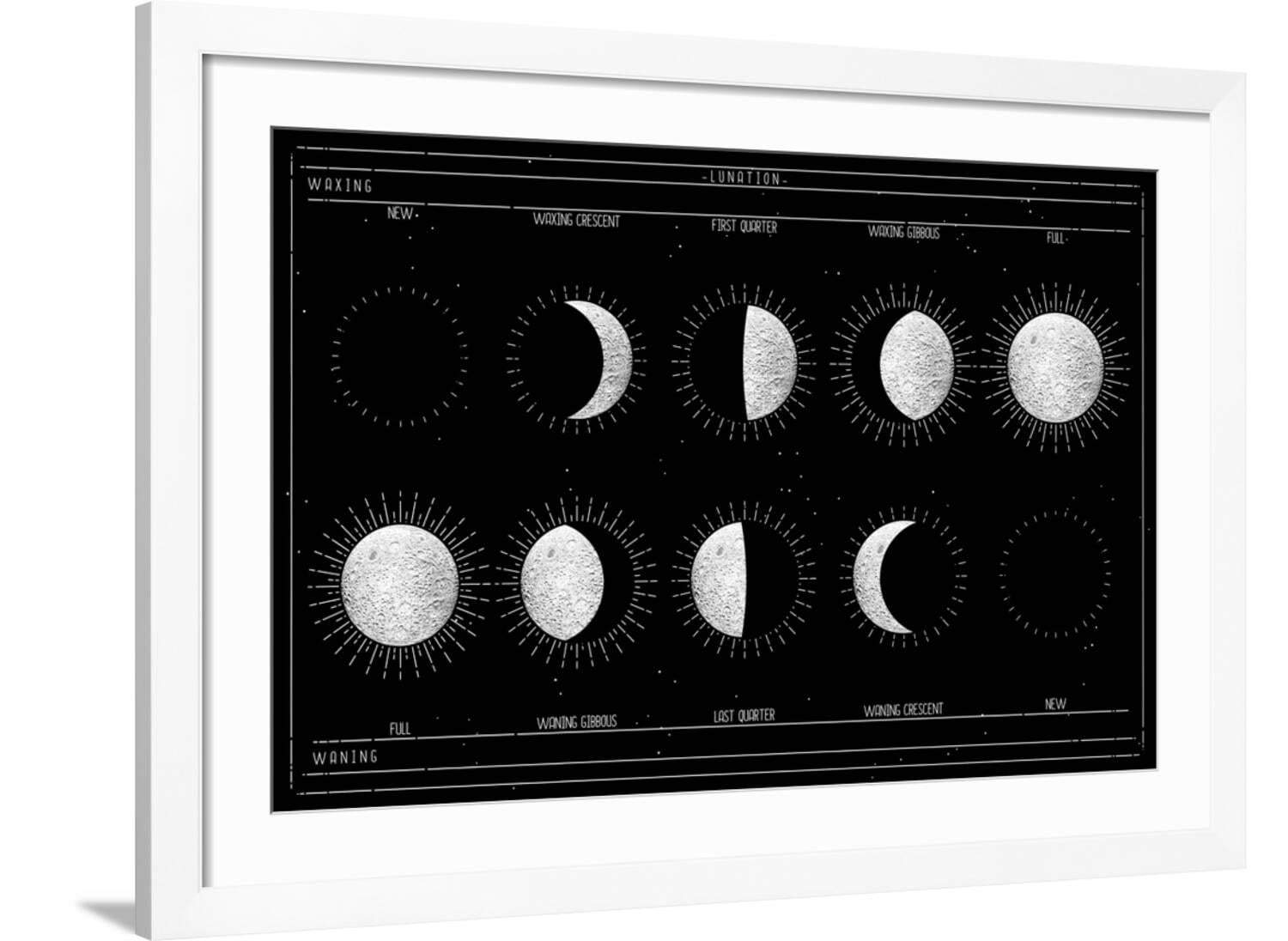 Art.com Moon Phases Art Print, White Frame Wall Art, 44" x 32 ...