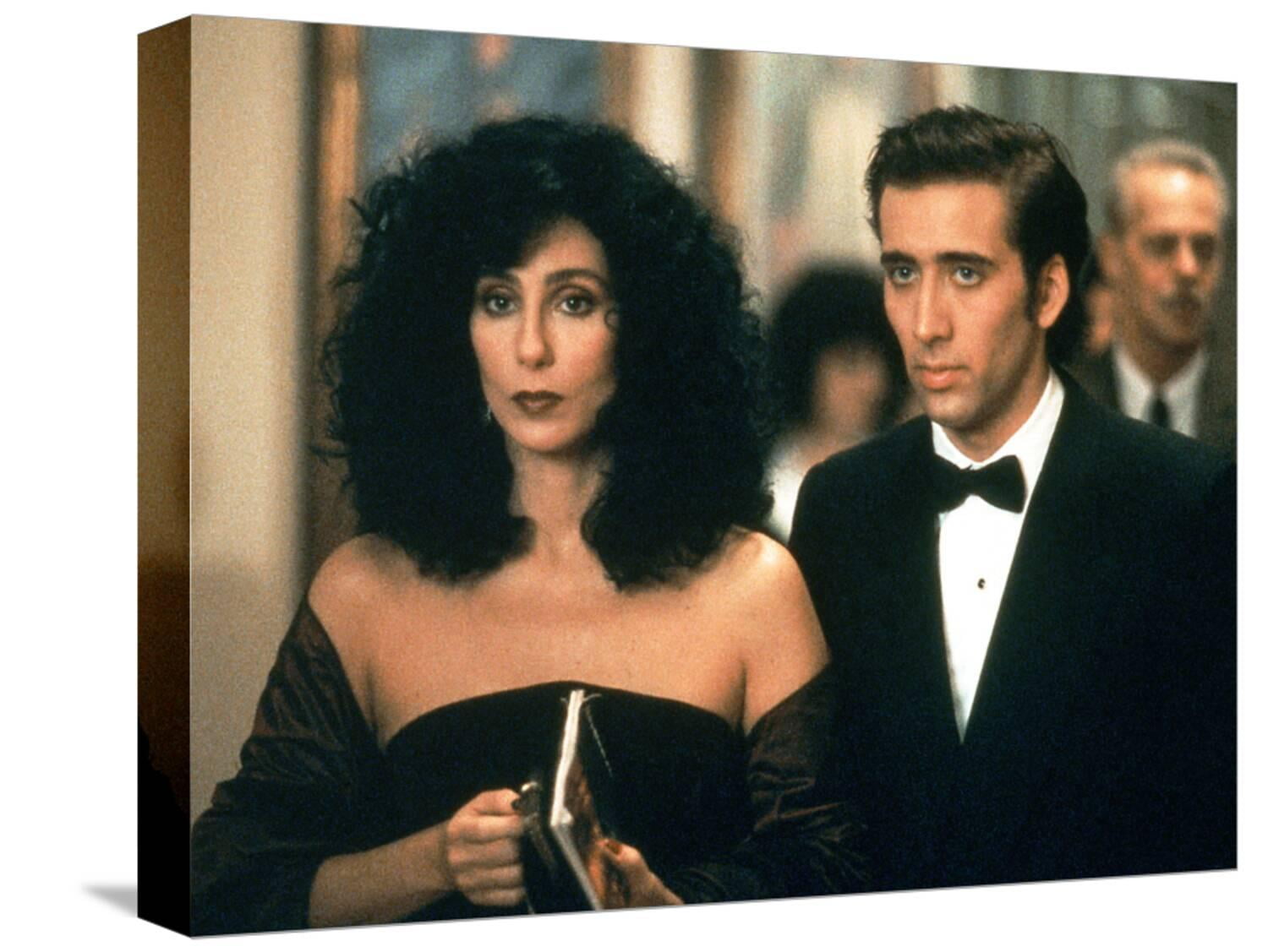 Art.com Moonstruck, Cher, Nicolas Cage, 1987 Stretched Canvas Print ...