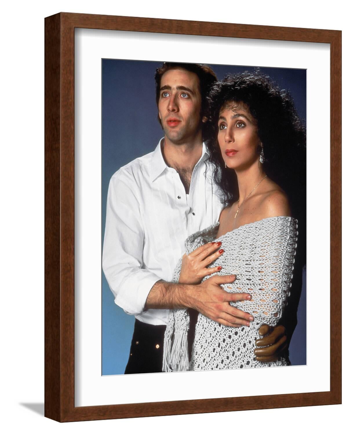 Art.com Moonstruck, Nicolas Cage, Cher, 1987 Photo, Brown Frame Wall ...