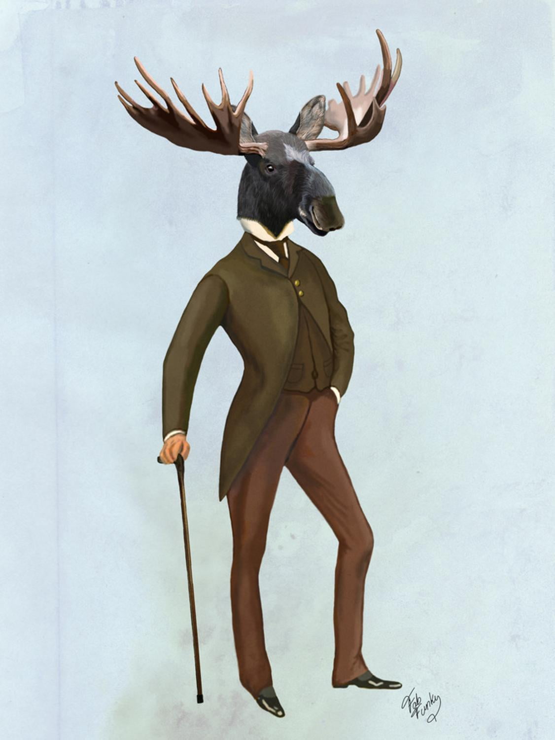 Art.com Moose in Suit Full Art Print by Fab Funky, 12" x 16" - Walmart.com