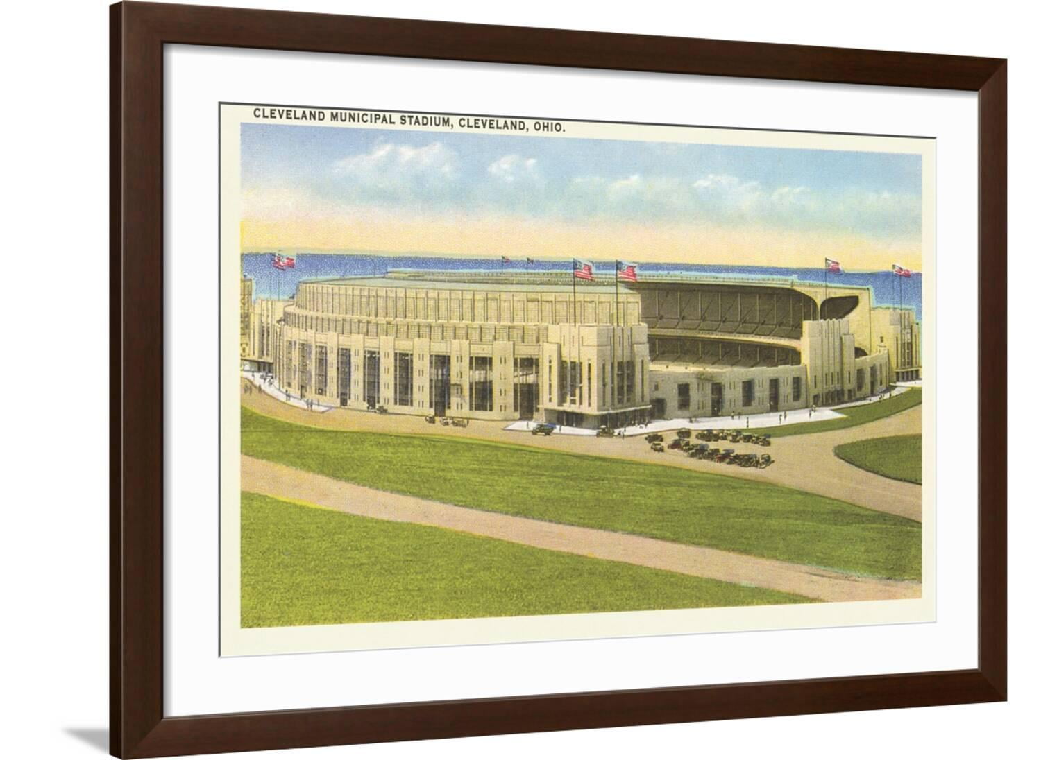 Art.com Municipal Stadium, Cleveland, Ohio Art Print, Brown Frame Wall ...