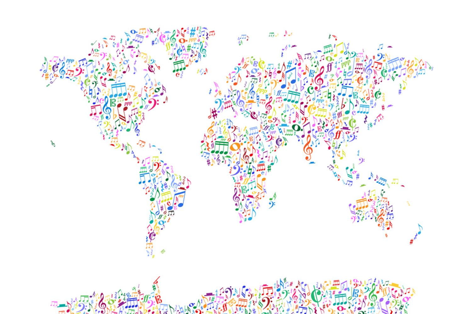 Art.com Music Notes Map of the World Art Print by Michael Tompsett, 18 ...