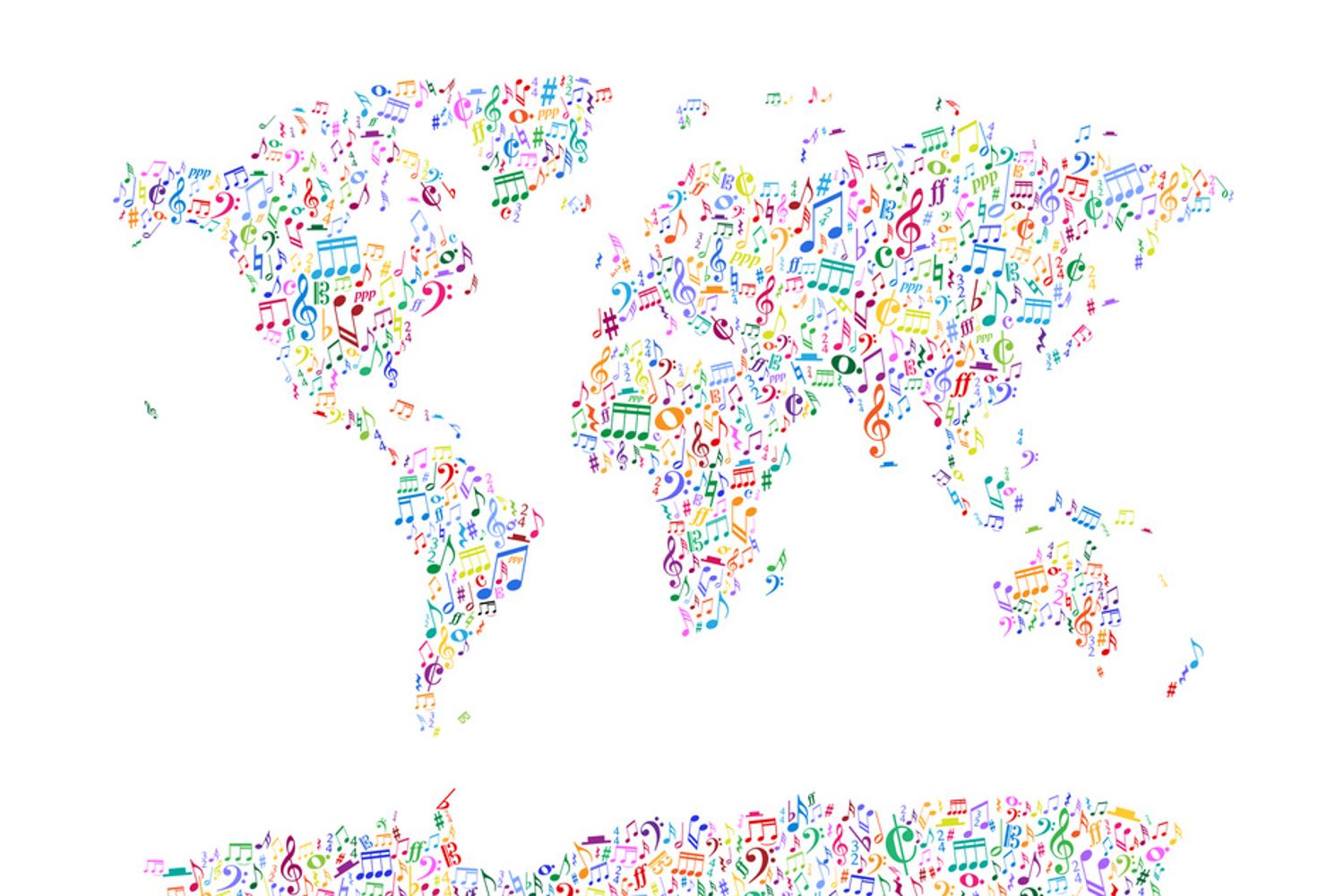 Art.com Music Notes Map of the World Art Print by Michael Tompsett, 36 ...