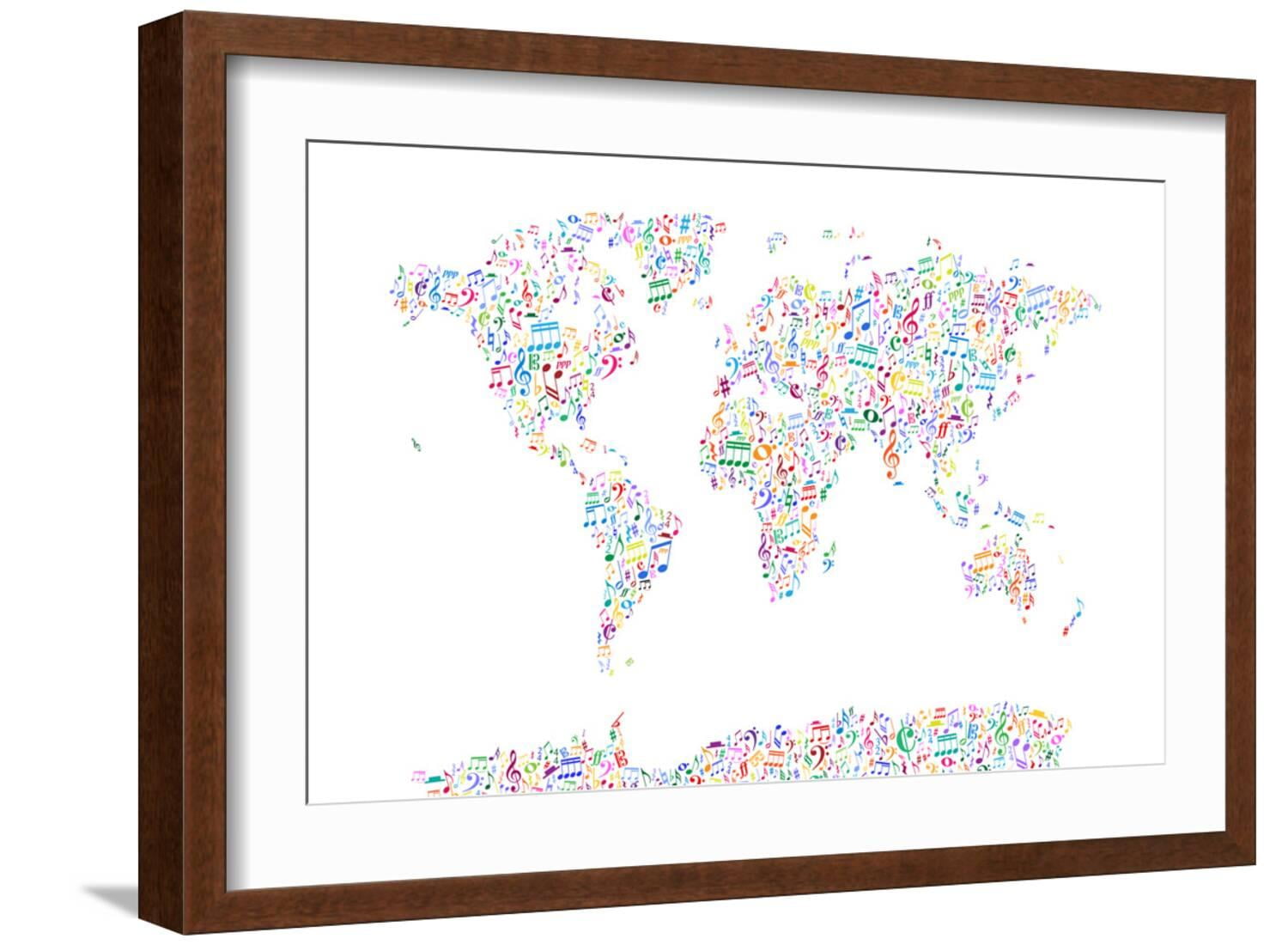 Art.com Music Notes Map of the World Art Print by Michael Tompsett ...