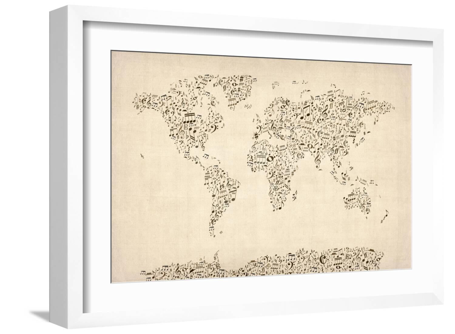 Art.com Music Notes Map of the World Map Art Print by Michael Tompsett ...