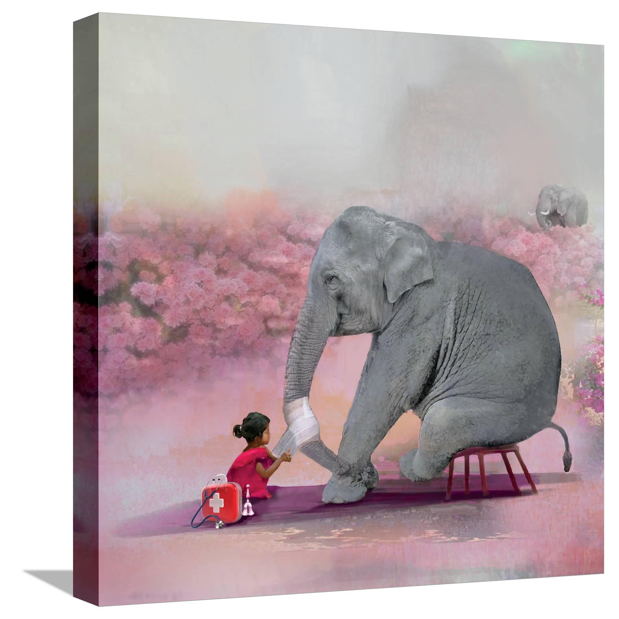 Art.com My Elephant Friend Stretched Canvas Print Wall Art by Nancy ...
