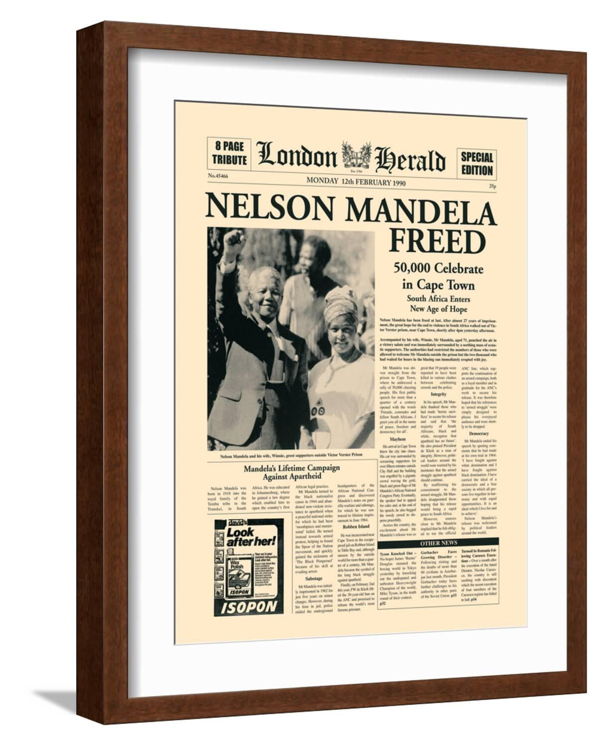 Art.com Nelson Mandela Freed Art Print by The Vintage Collection, Brown ...