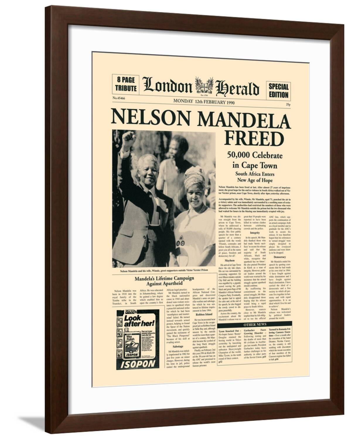Art.com Nelson Mandela Freed Art Print by The Vintage Collection, Brown ...