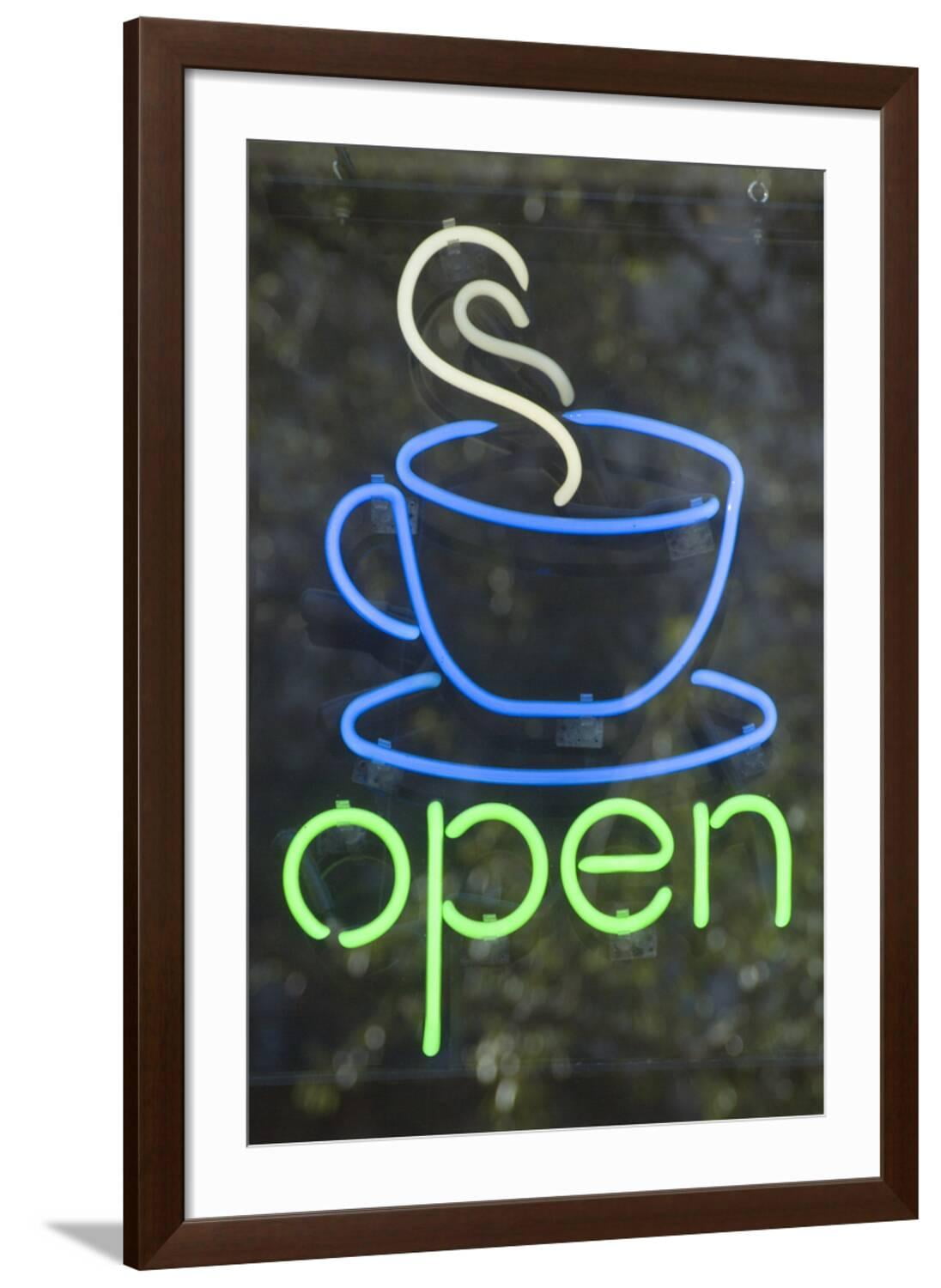 Art.com Neon coffee shop sign Photo by Natalie Tepper, Brown Frame Wall ...