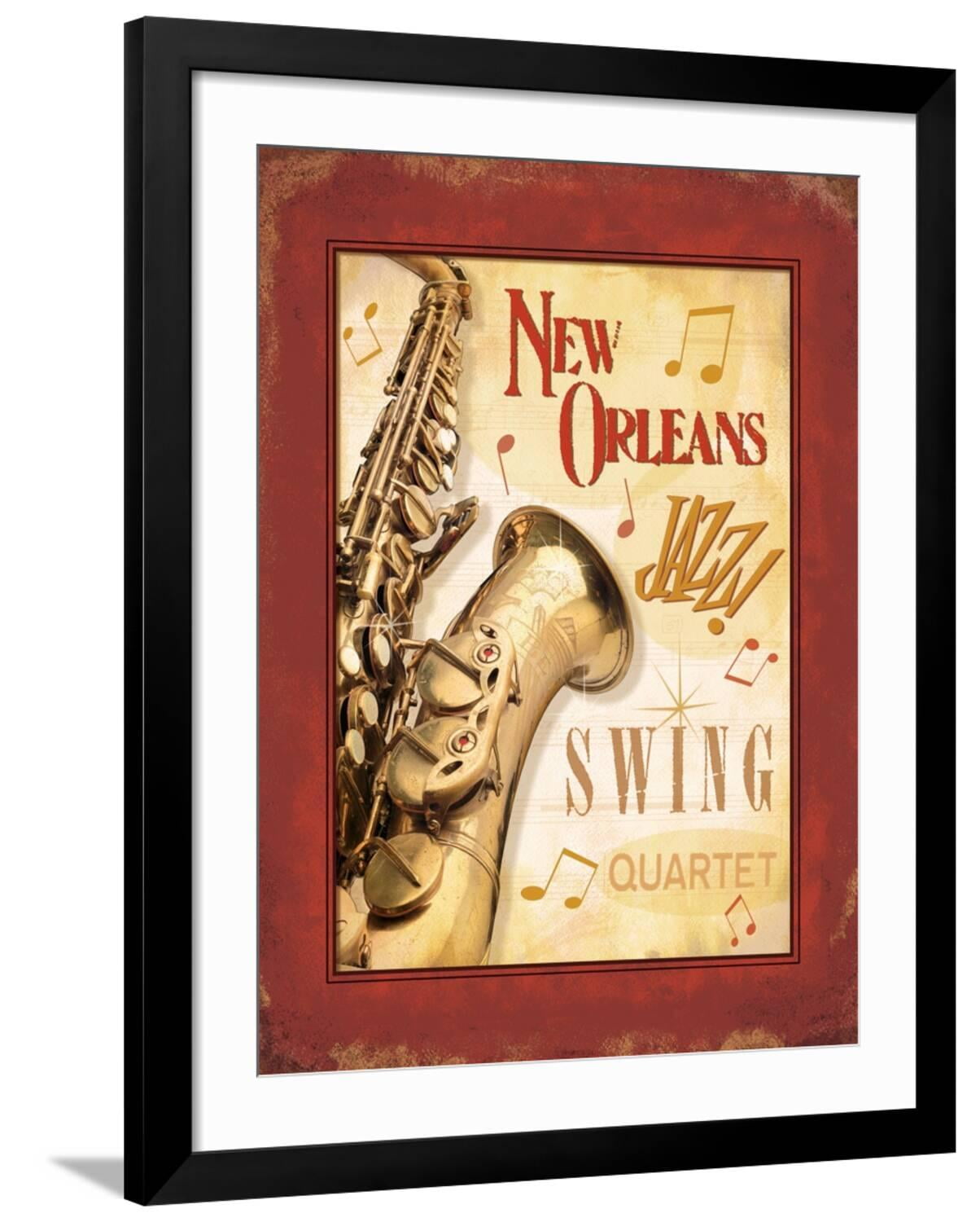 Art.com New Orleans Jazz II Art Print by Pela Design, Black Frame Wall ...