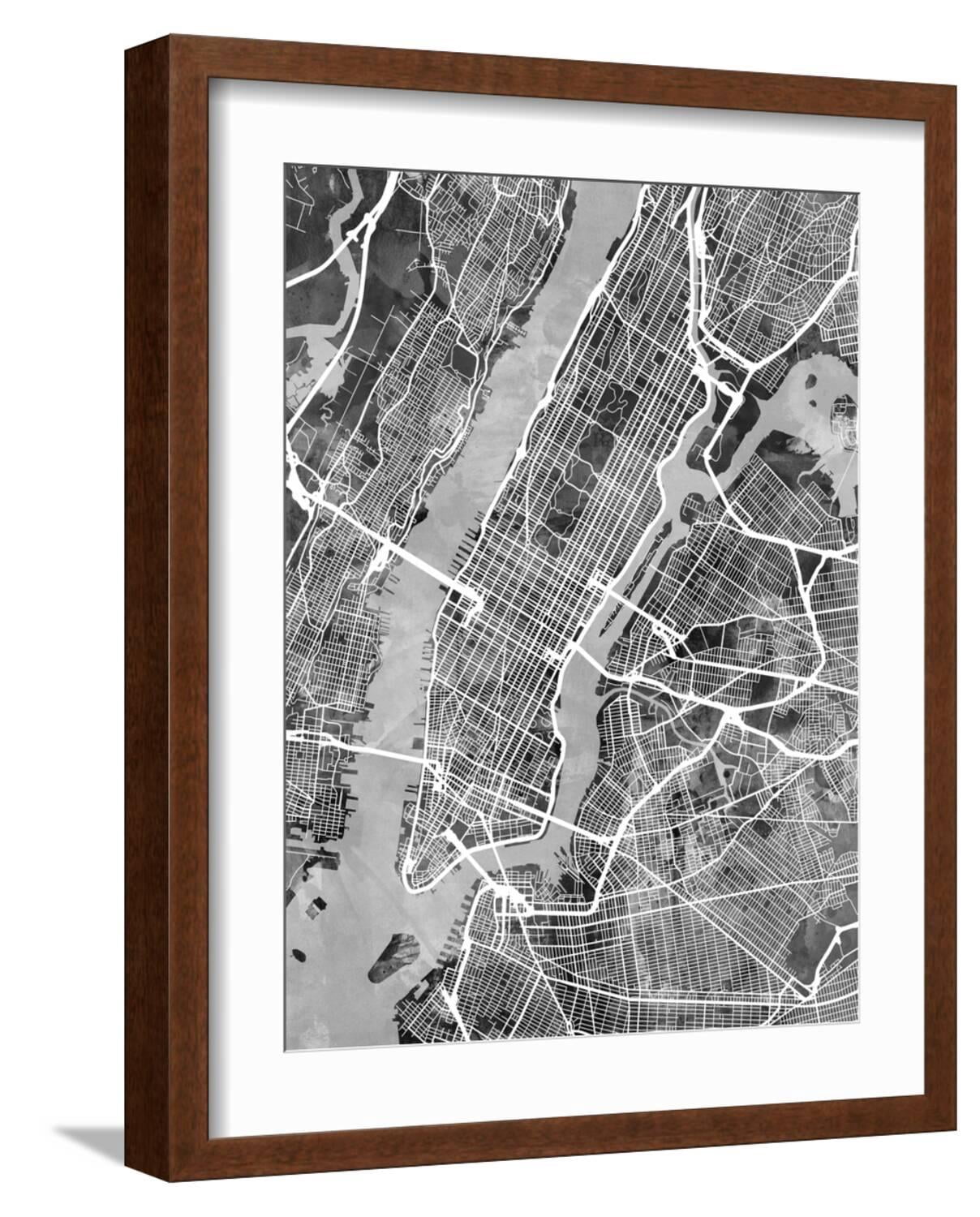 Art.com New York City Street Map Art Print by Michael Tompsett, Brown ...