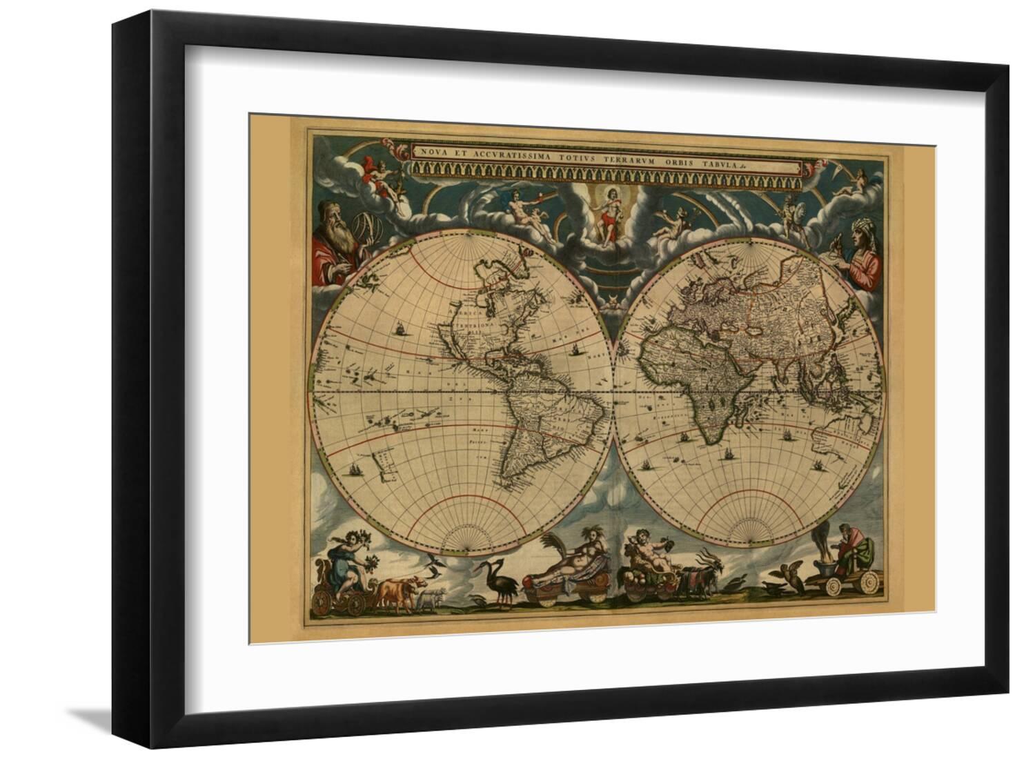 Art.com New and Accurate Map of the World Art Print by Joan Blaeu ...