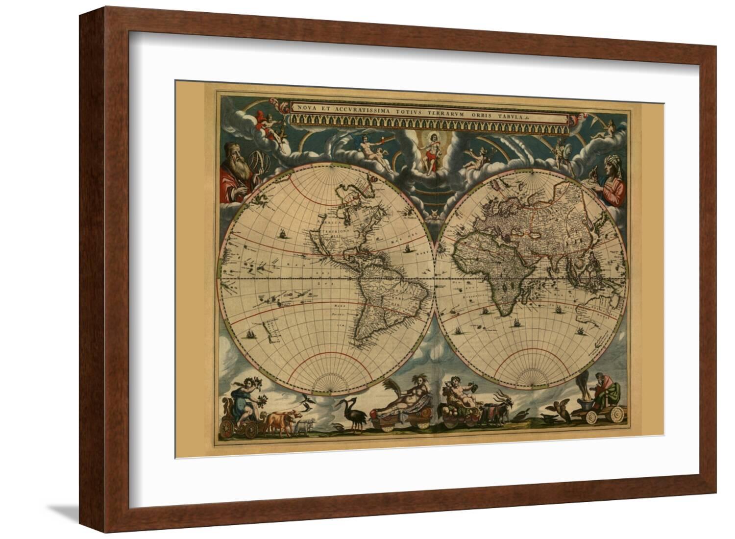 Art.com New and Accurate Map of the World Art Print by Joan Blaeu ...