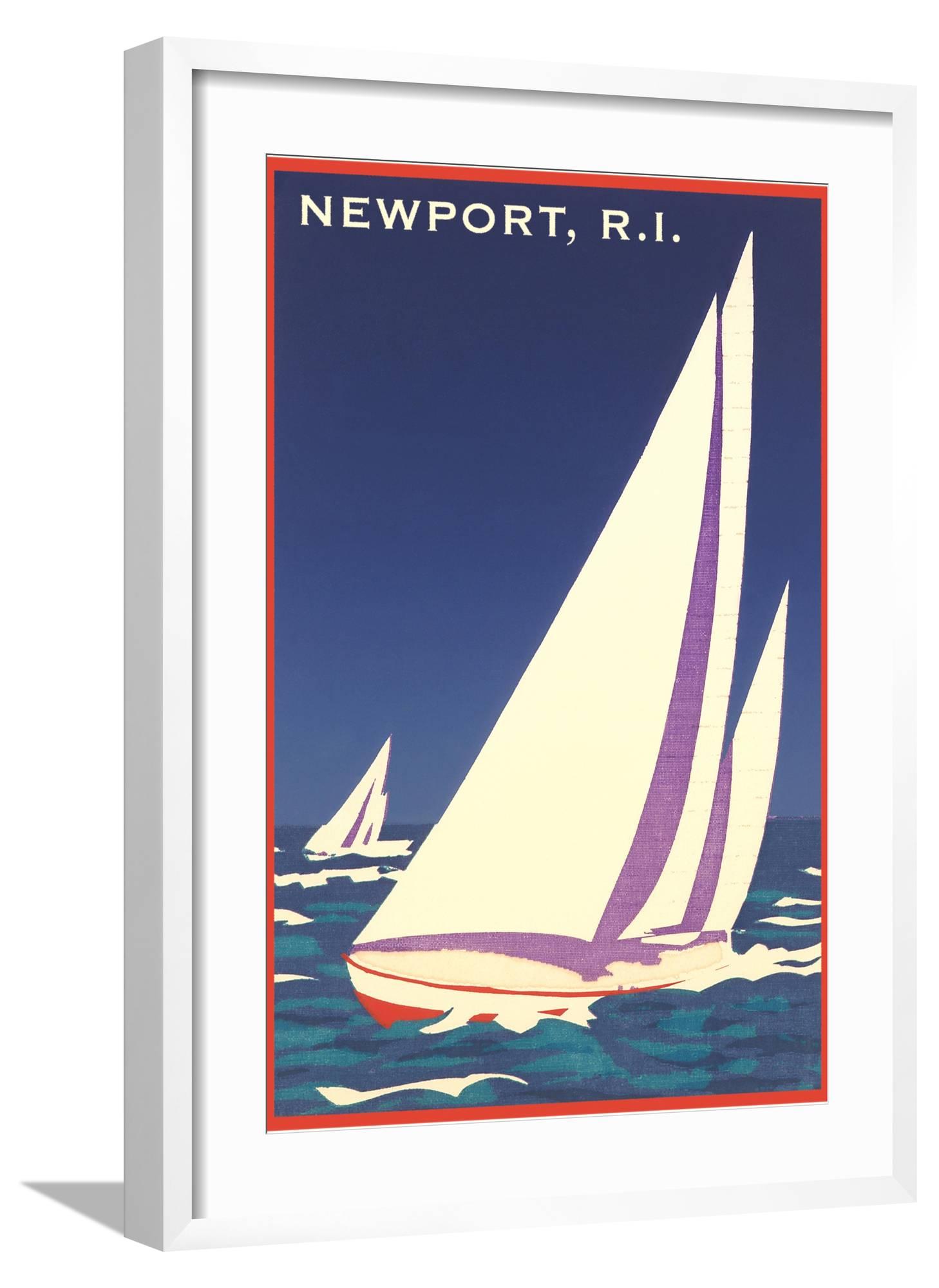 Art.com Newport, Rhode Island, Sailboat Graphics Art Print, White Frame ...