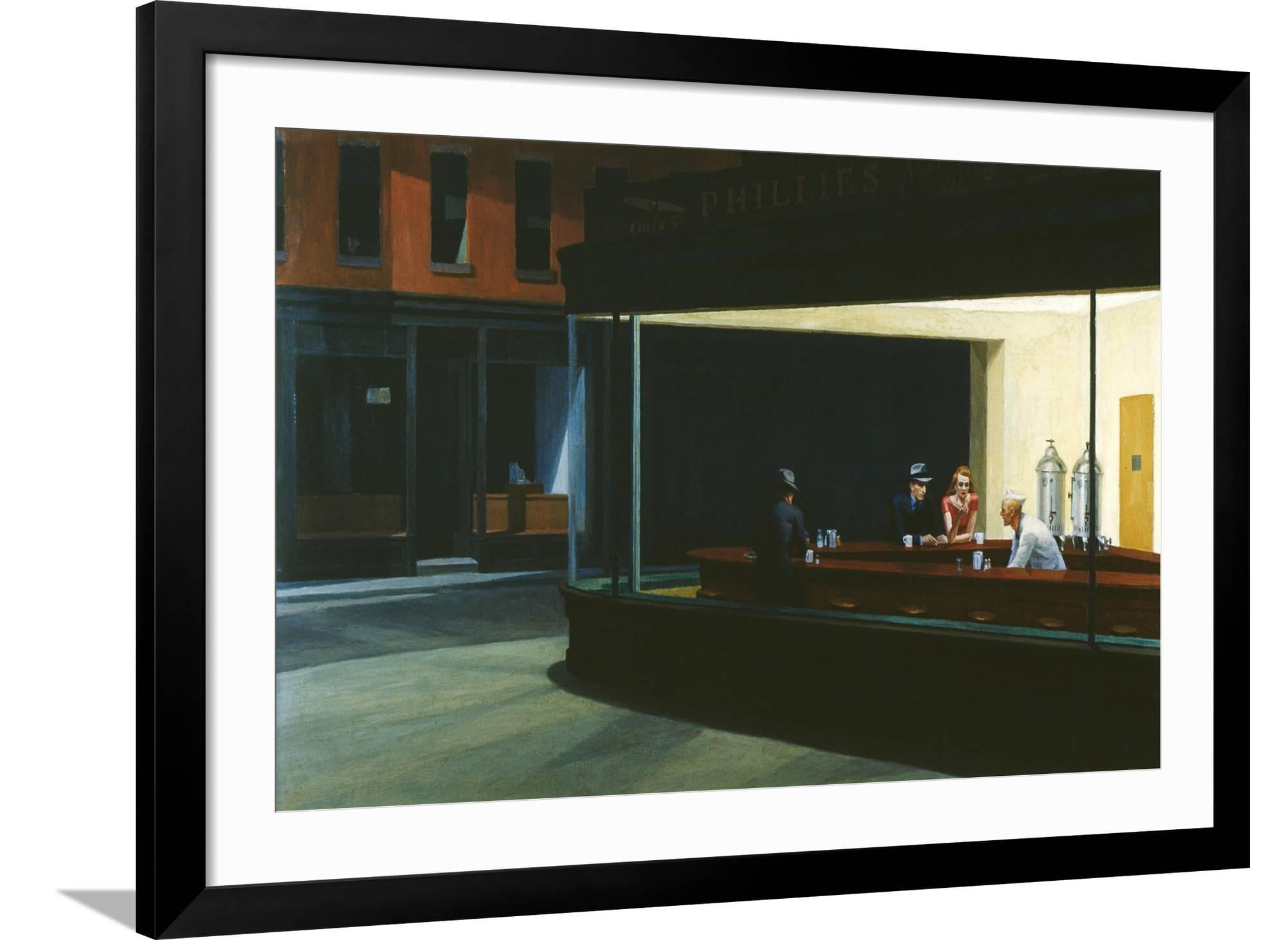 Art.com Nighthawks Giclee Print by Edward Hopper, Black Frame Wall Art ...
