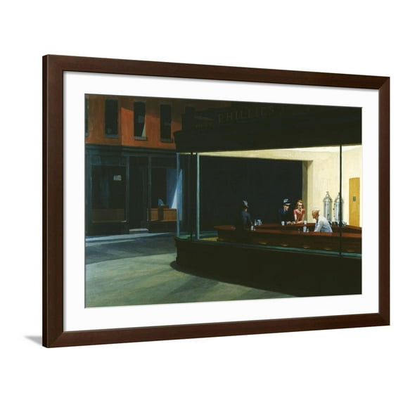 Art.com Nighthawks Giclee Print by Edward Hopper, Brown Frame Wall Art ...