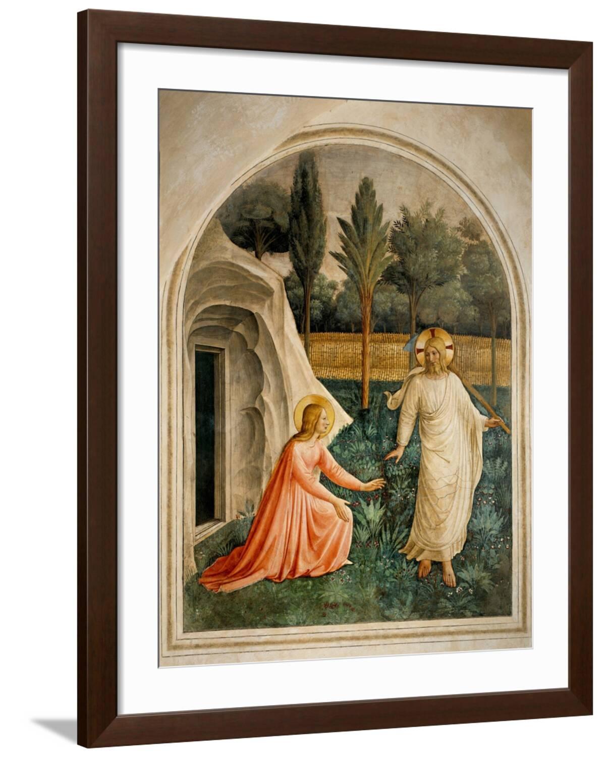 Art.com Noli me tangere (touch me not) Art Print by Beato Angelico, Brown Frame Wall Art, 32" x ...