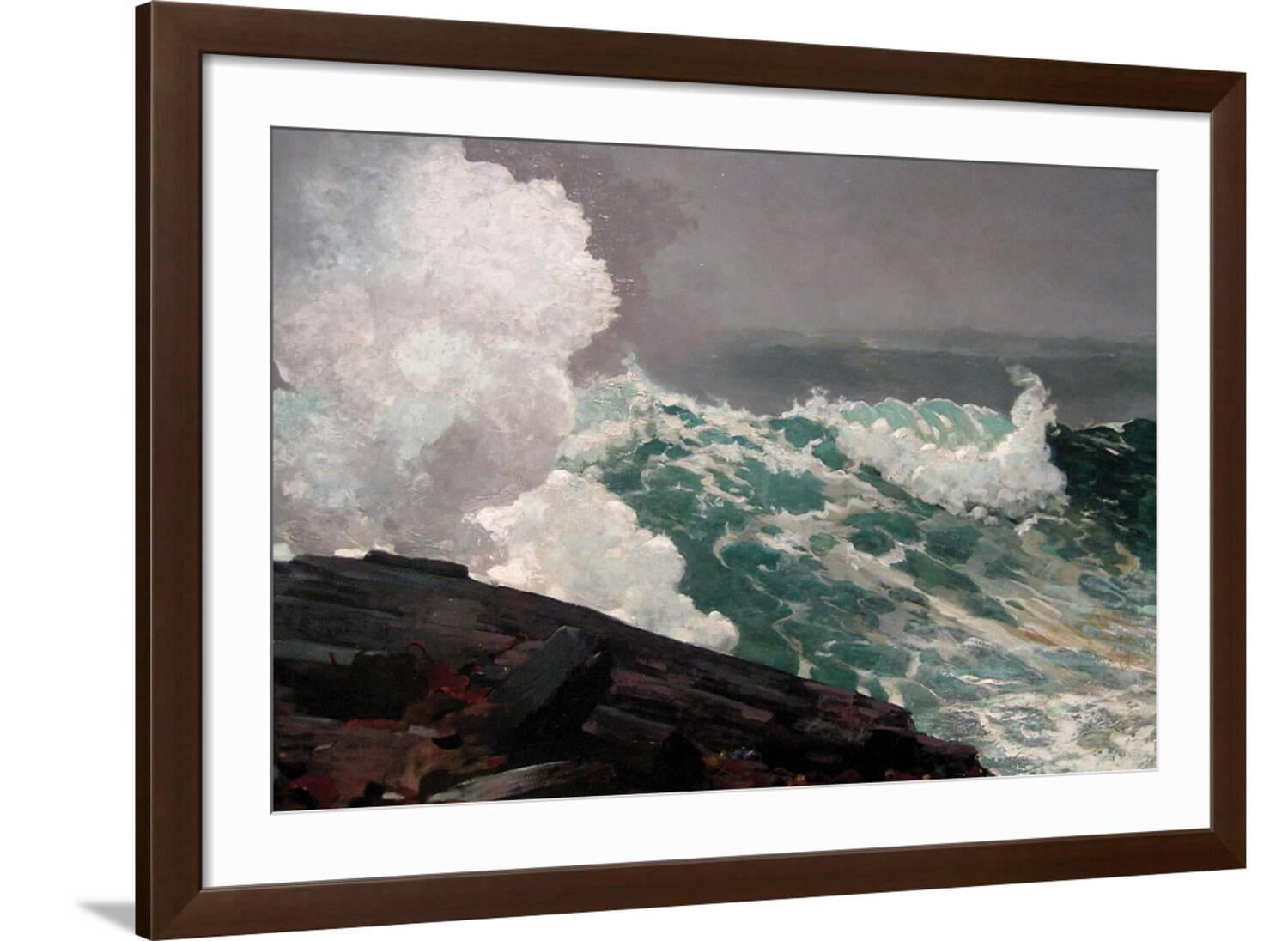 Art.com Northeaster Art Print by Winslow Homer, Brown Frame Wall Art ...